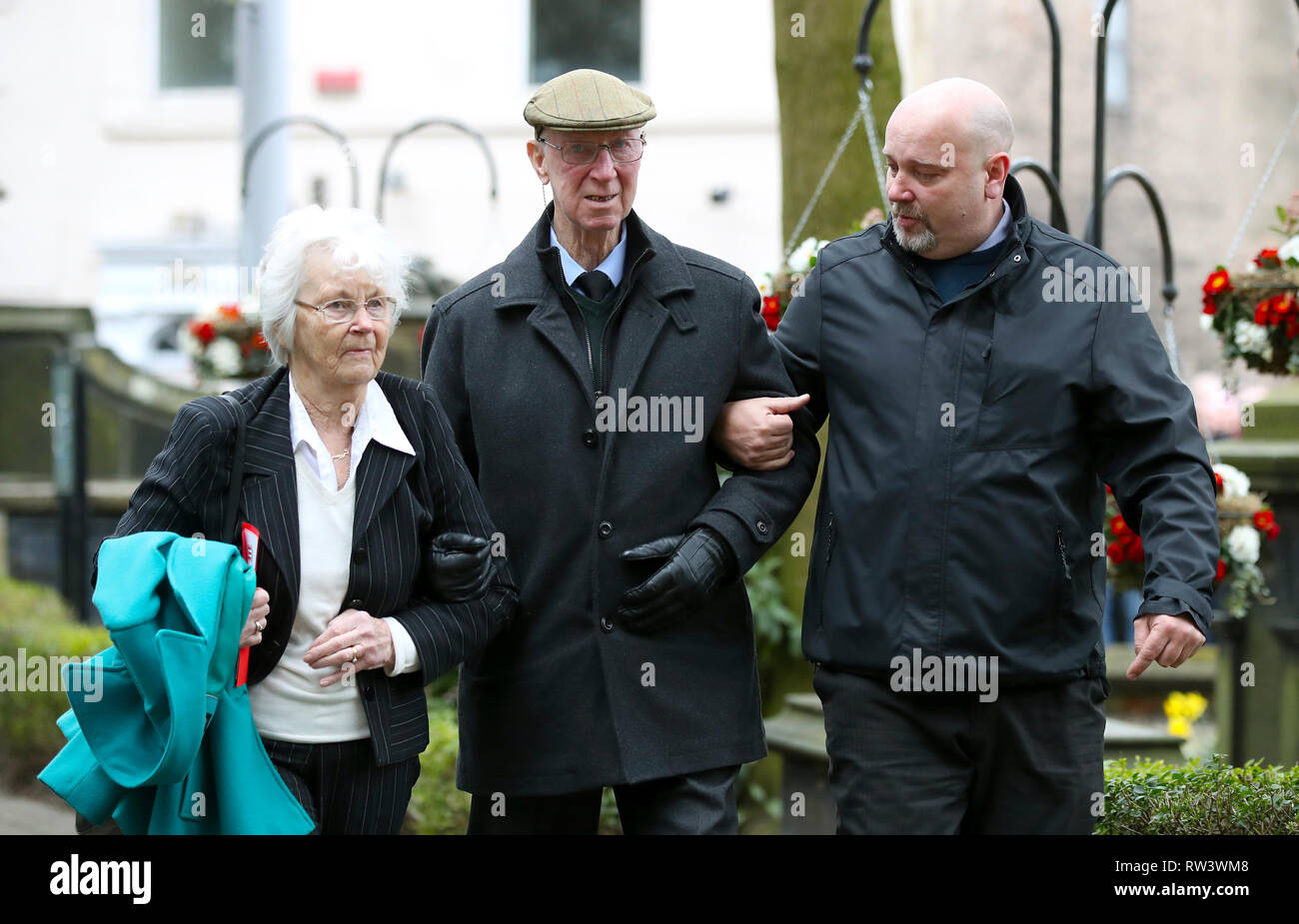 Retited footballer and manager Jack Charlton (centre) and wife Pat Kemp ...