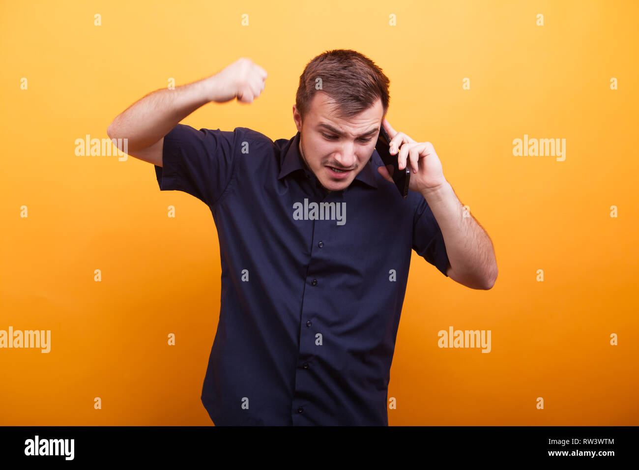 Office work loud talking phone hi-res stock photography and images - Alamy