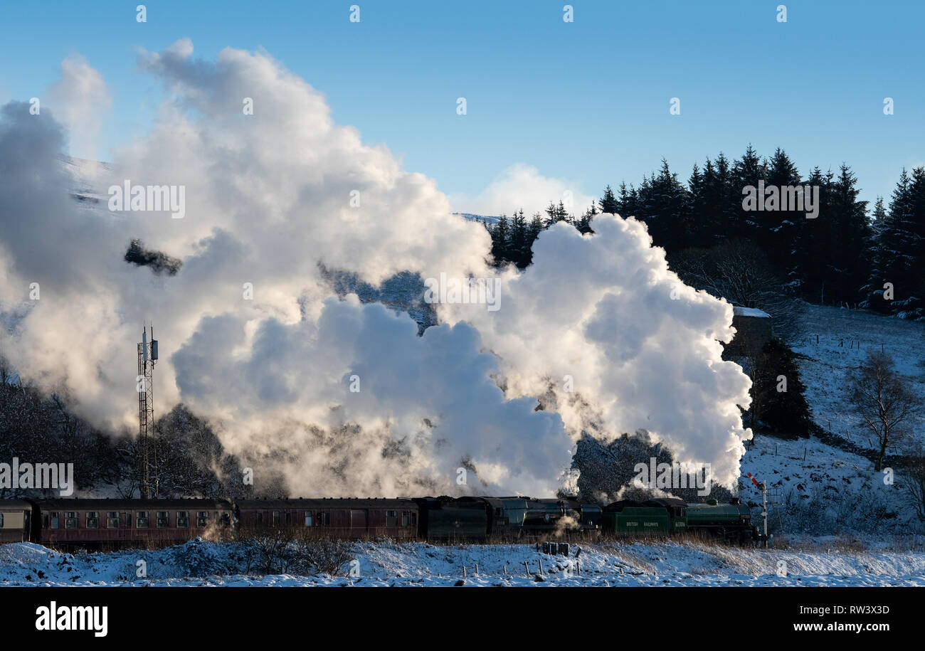 Double header steam trains, 61306 Mayflower and 35018 British India ...