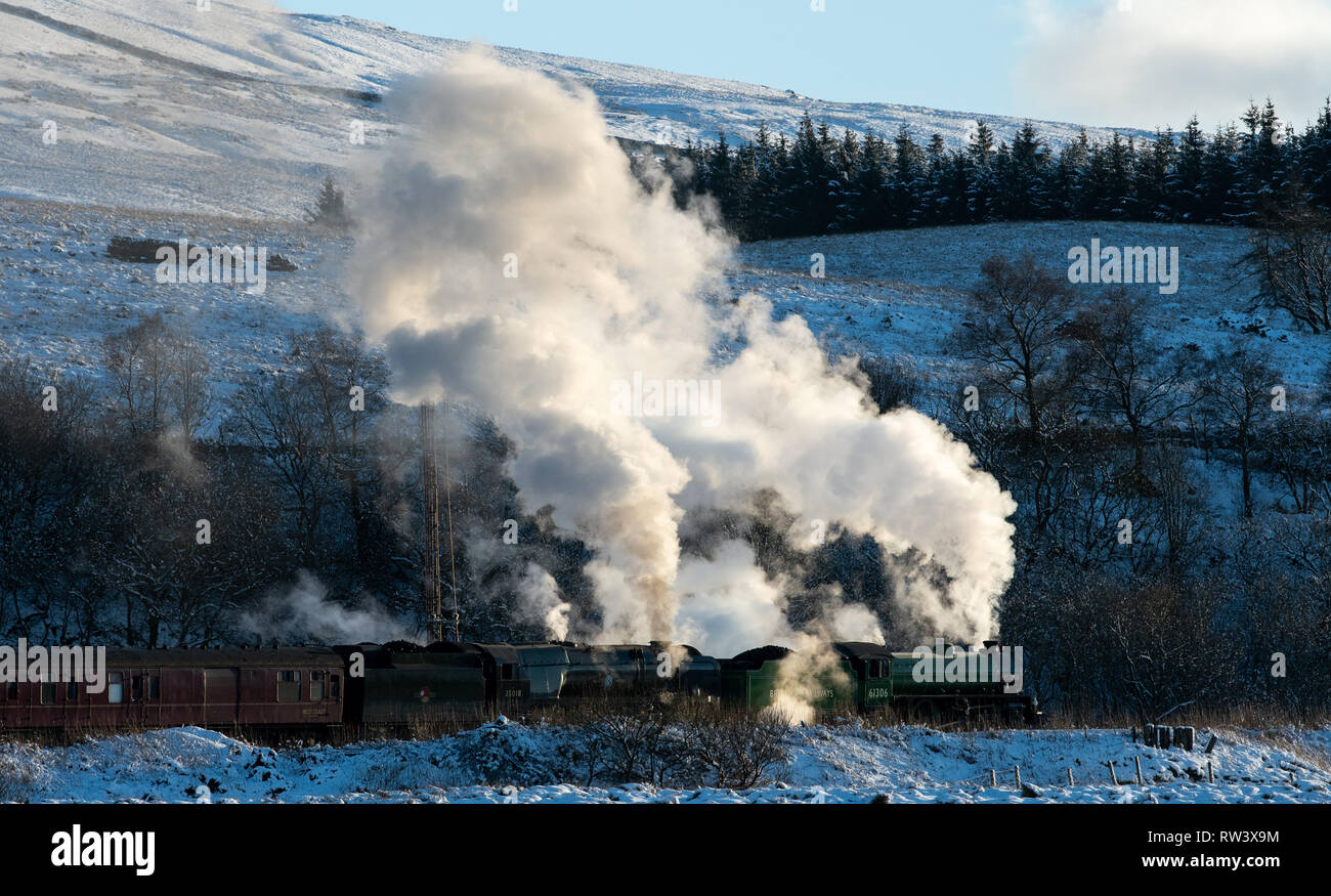 Double header steam trains, 61306 Mayflower and 35018 British India ...