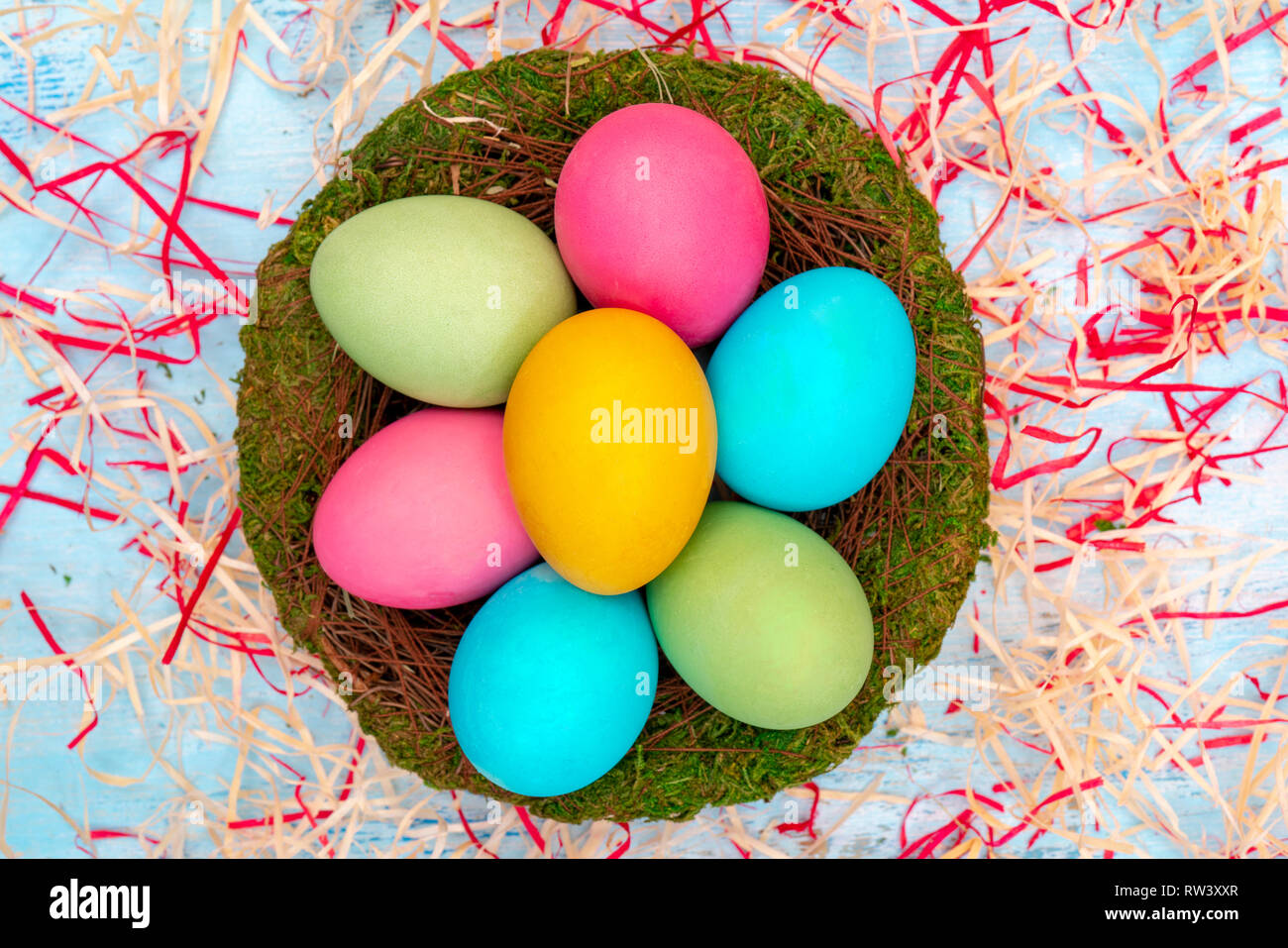 Easter eggs - greeting card of traditional Christian holiday Stock ...