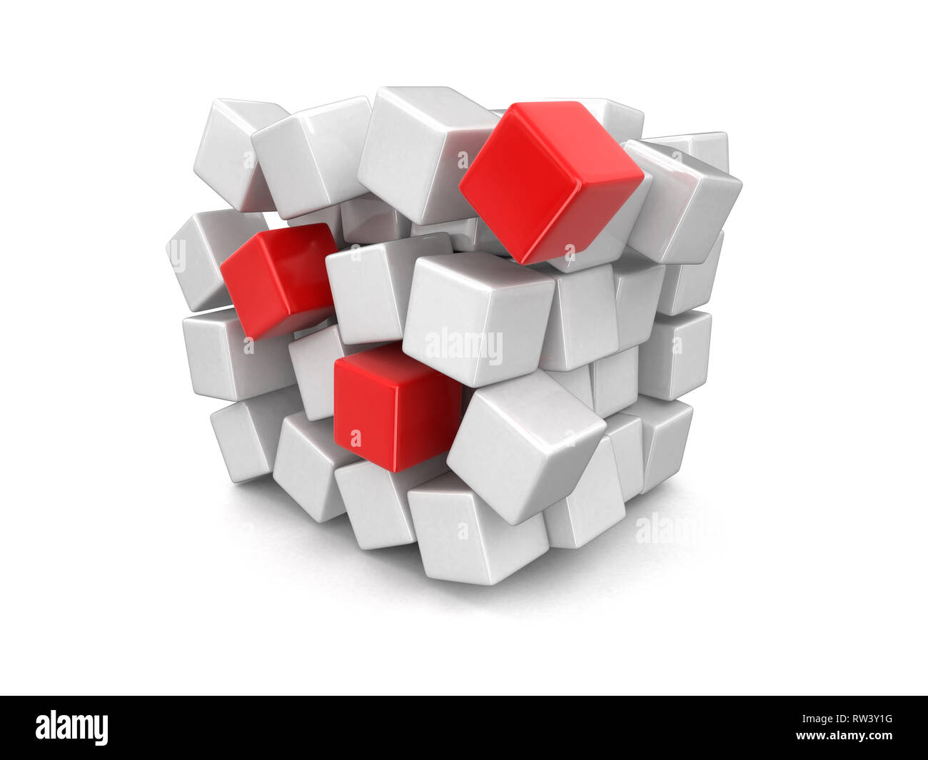 Cube falls apart. Image with clipping path Stock Photo - Alamy