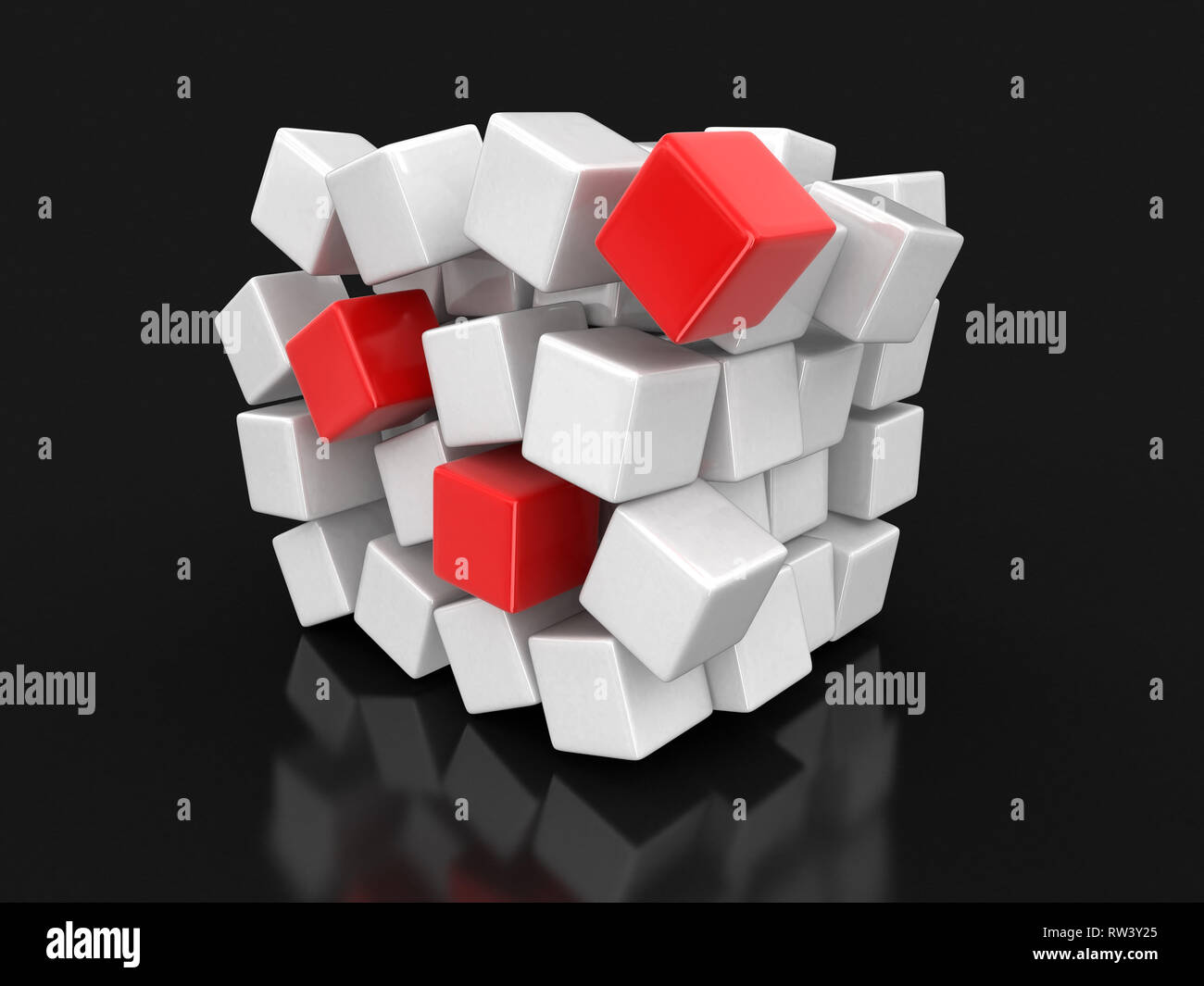Cube falls apart. Image with clipping path Stock Photo - Alamy