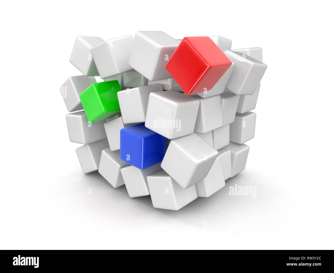 Cube falls apart. Image with clipping path Stock Photo - Alamy