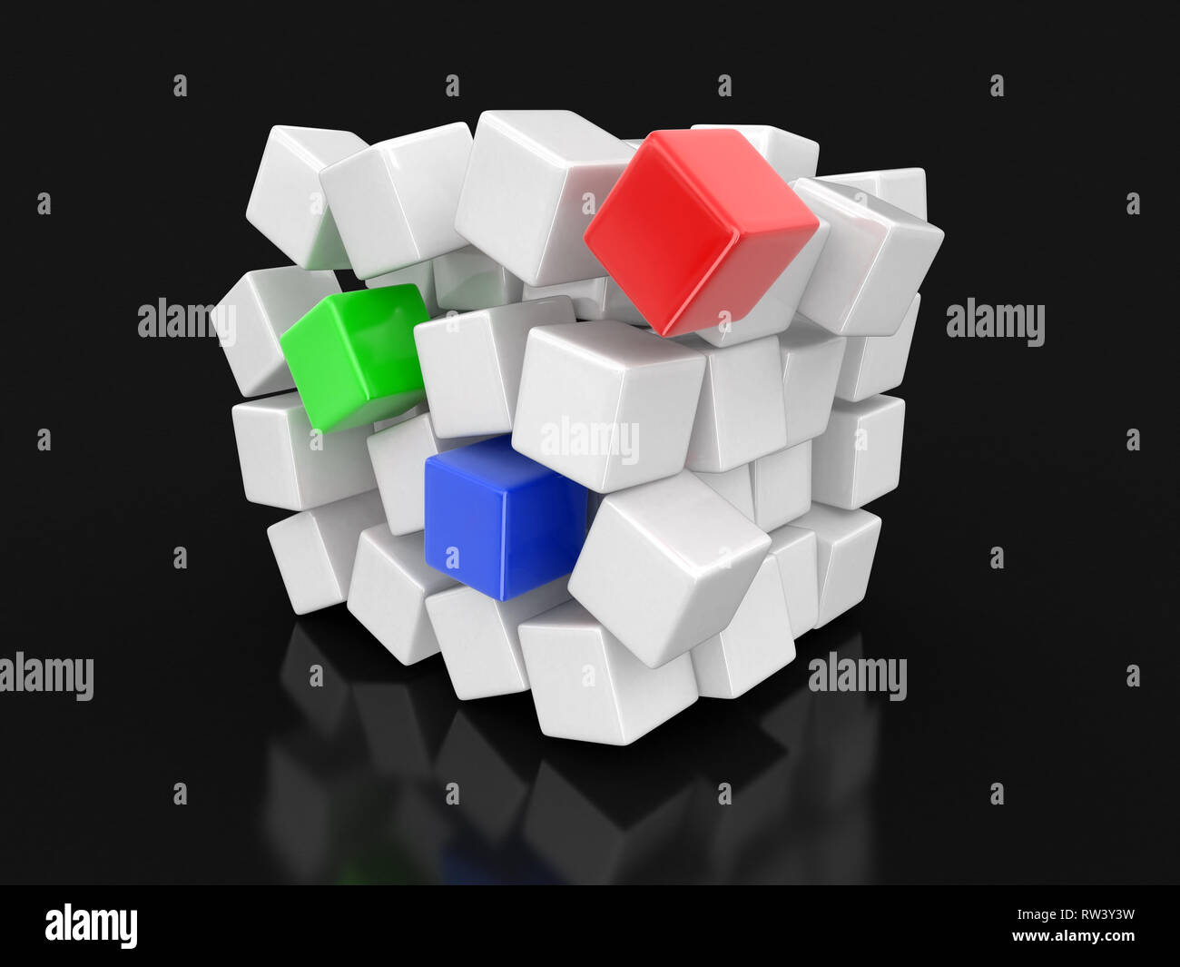 Cube falls apart. Image with clipping path Stock Photo - Alamy