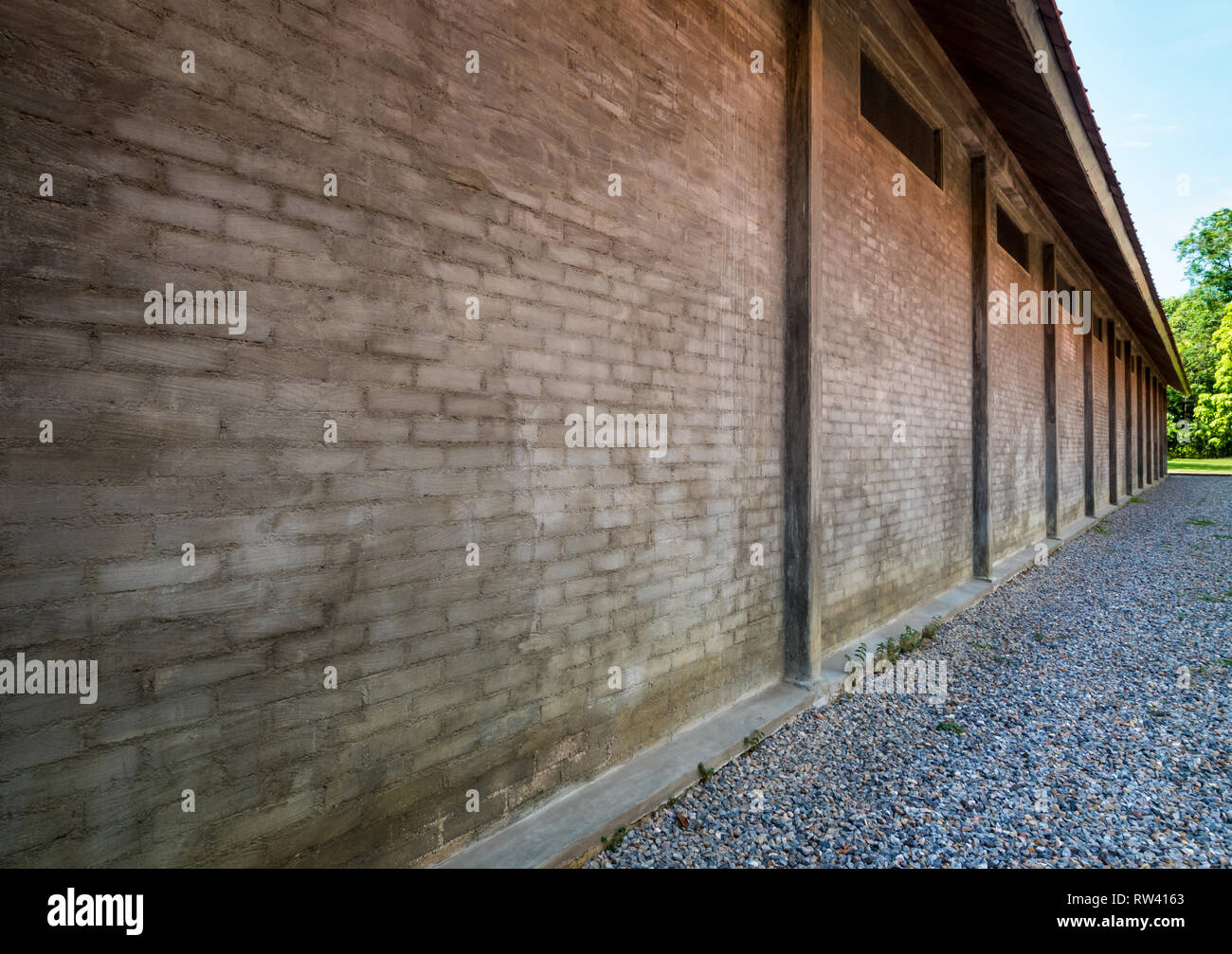 Big and dense wall of building made by concrete and brick Stock Photo ...