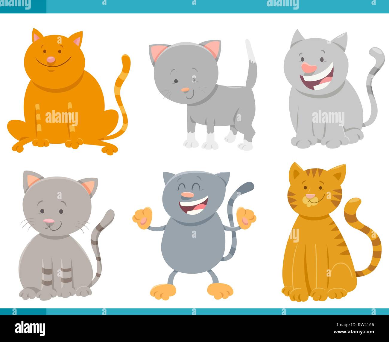 Cartoon Illustration of Cats or Kittens Comic Characters Set Stock ...