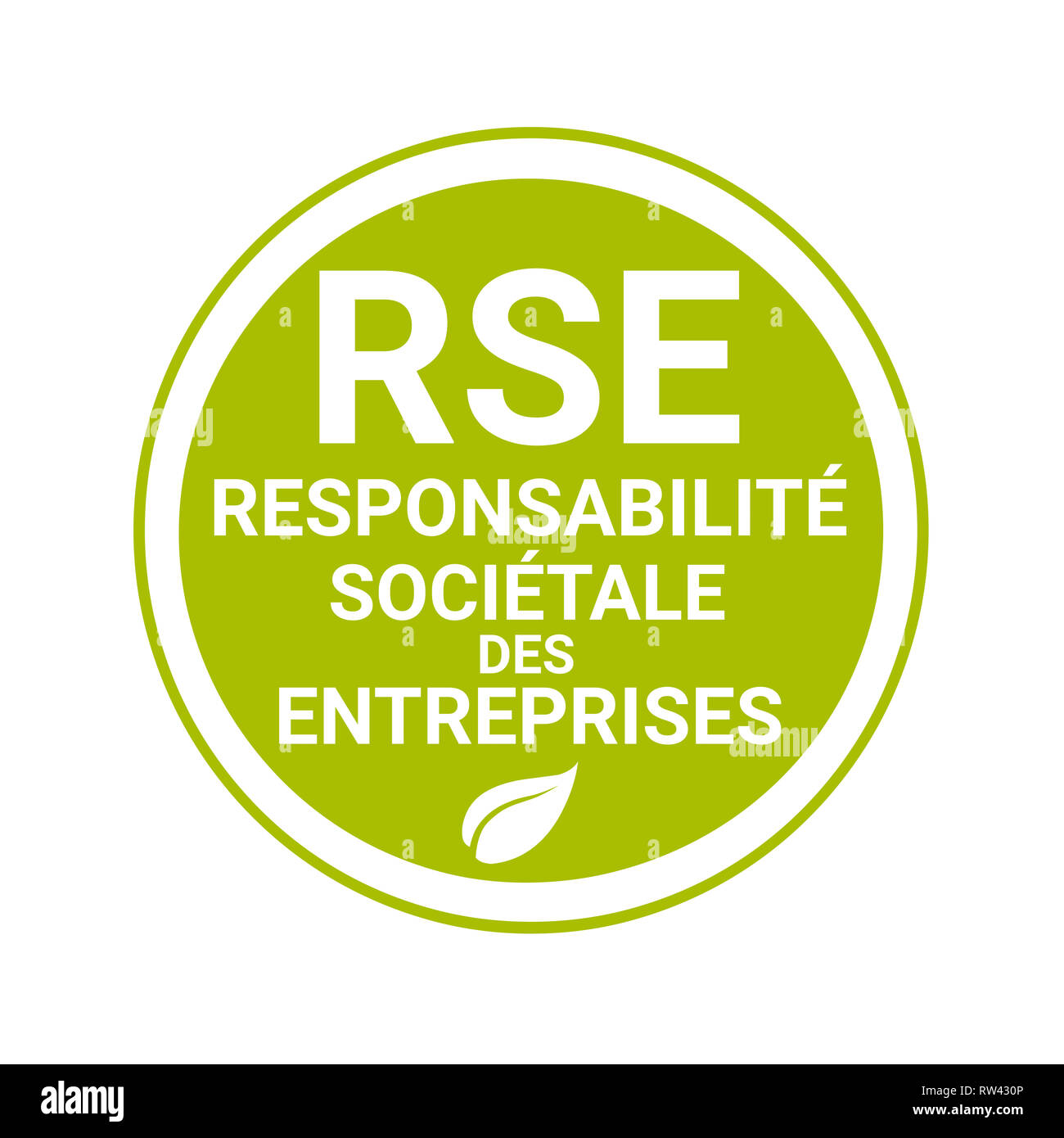 Corporate social responsibility badge called RSE, responsabilite ...