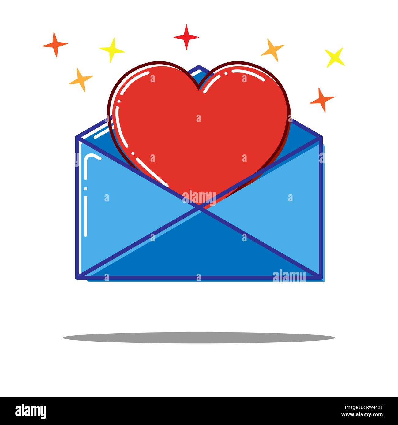 Flat love letter with heart icon Stock Vector Image & Art - Alamy