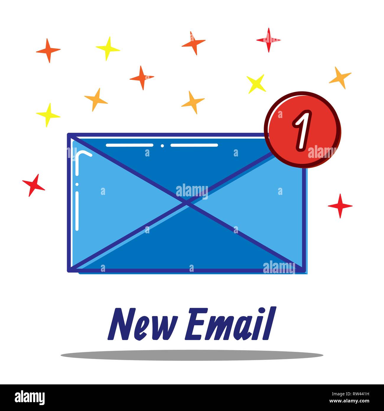Flat line icon concept set of New Email, incoming message, sms. Vector ...