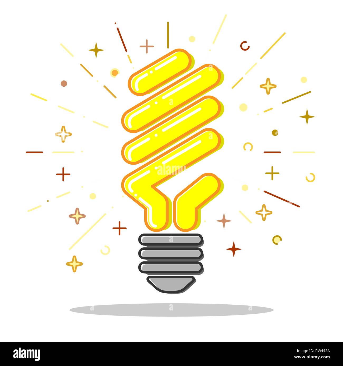 Flat line concept energy saving light bulb icon. Vector Stock Vector Image & Art - Alamy