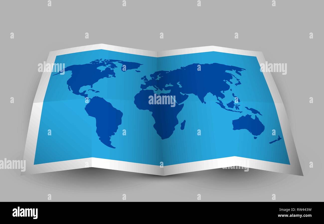 Blue folded world map. Vector illustration Stock Vector Image & Art - Alamy