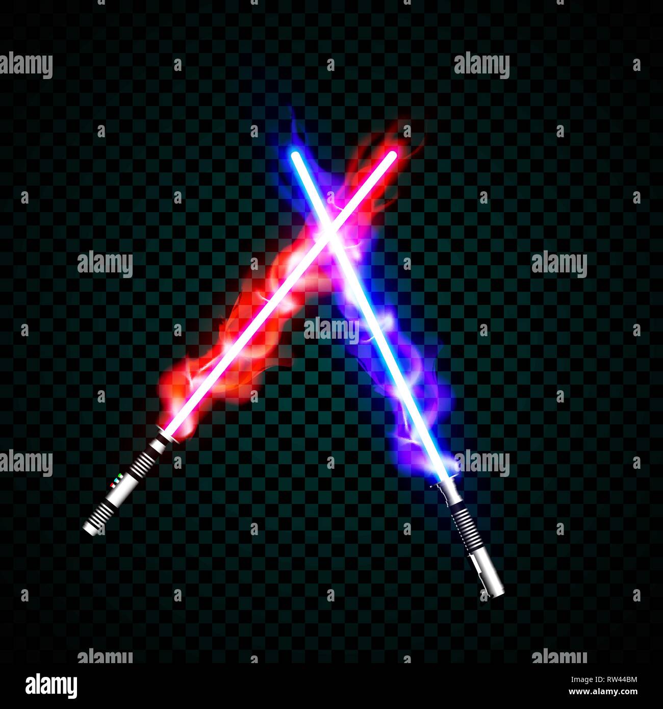 neon light swords. crossed light, fire, flash and sparkles Stock Vector ...