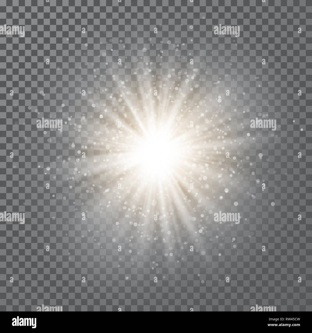 Star burst with sparkles. Light effect. Transparent background Stock ...