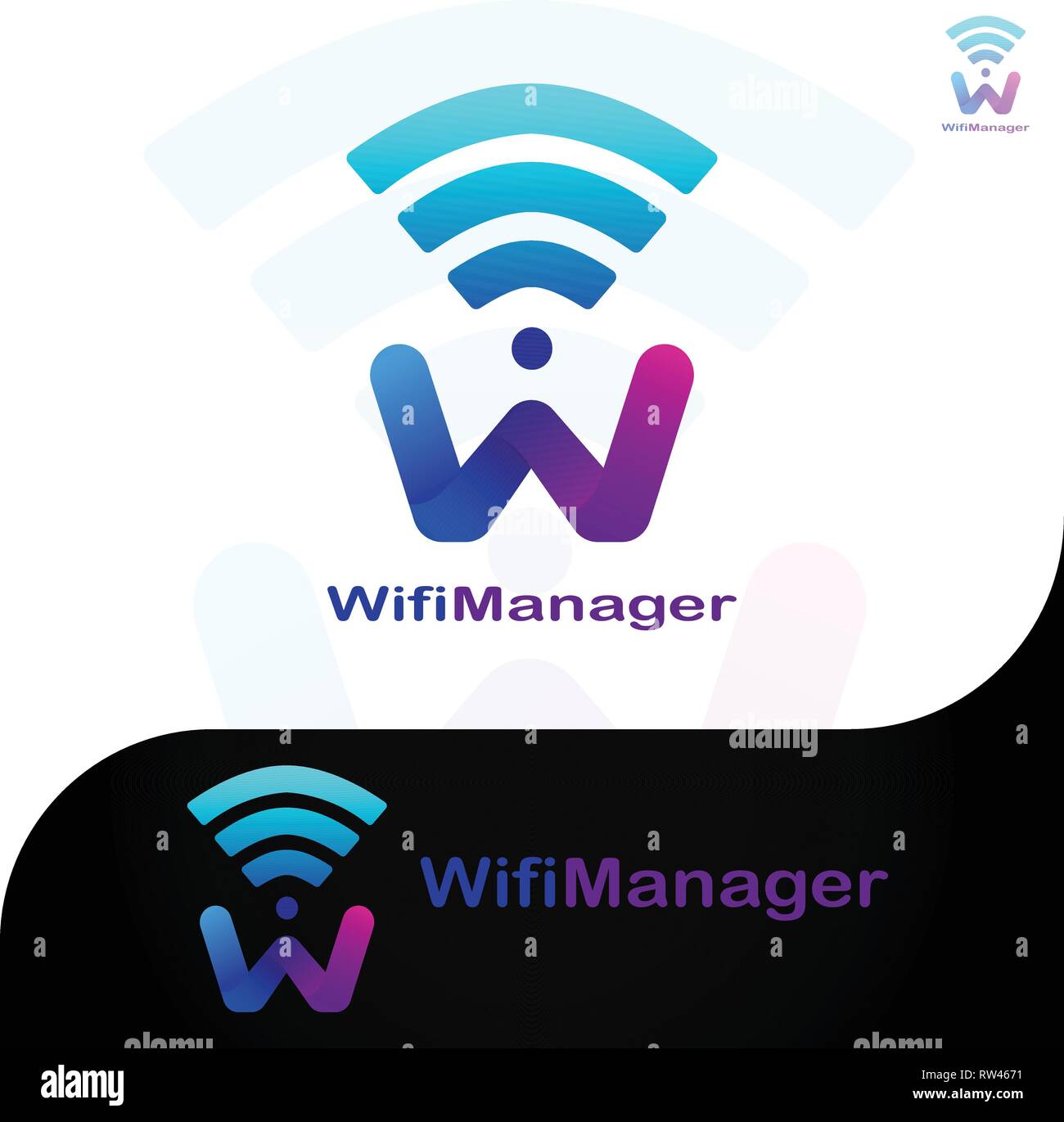 This logo has the letter W and a wifi network. This logo is good to use ...