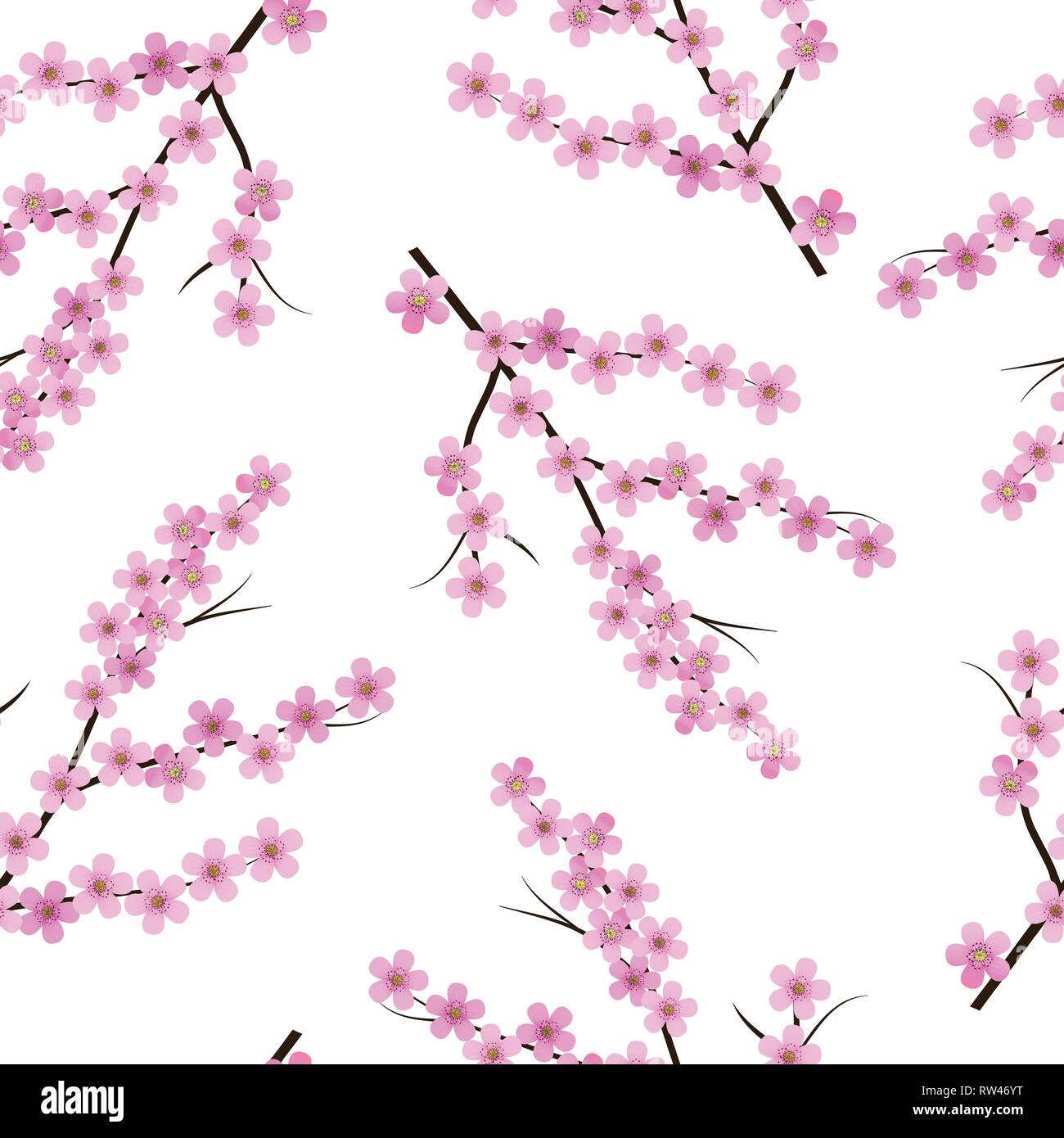 Sakura seamless pattern with floral tree branch Stock Vector Image ...