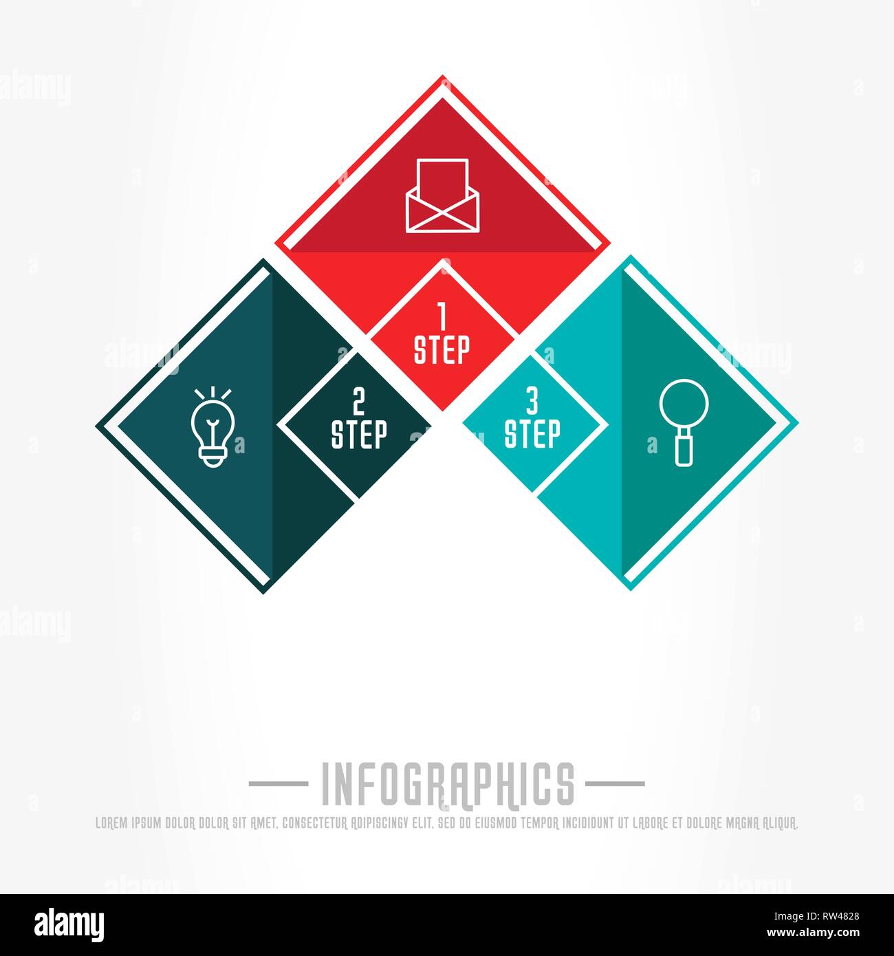 Modern 3D vector illustration. Infographic template with three elements ...