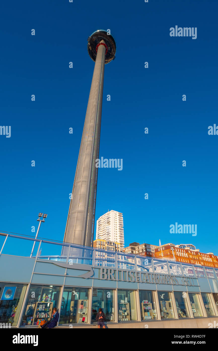 The 360i Observation Tower at Brighton beach - BRIGHTON, UNITED KINGDOM ...