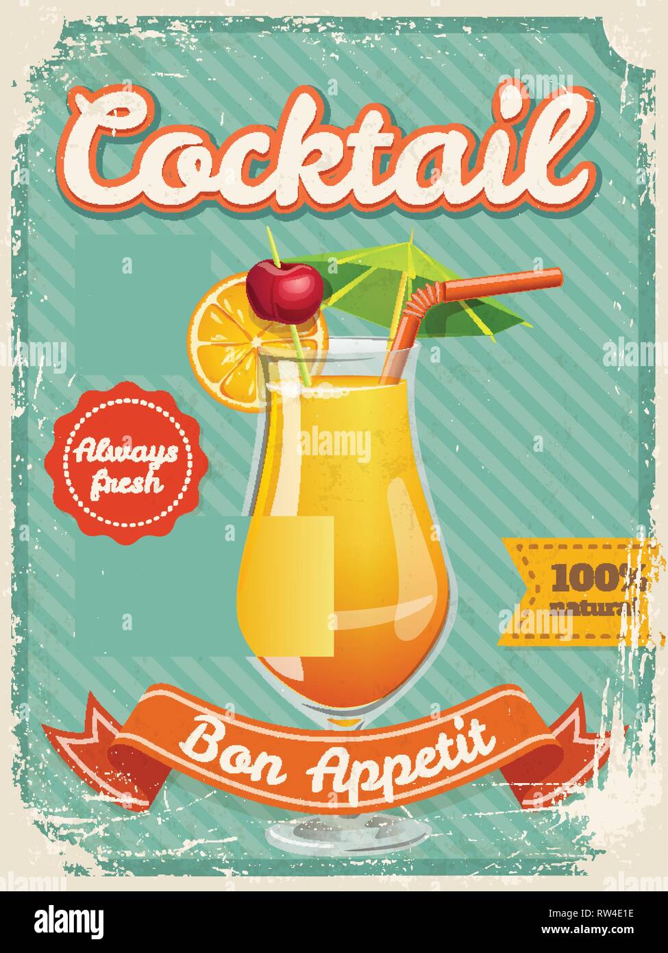 Vector Cocktail Poster In Vintage Style With Typography Elements Stock Vector Image And Art Alamy