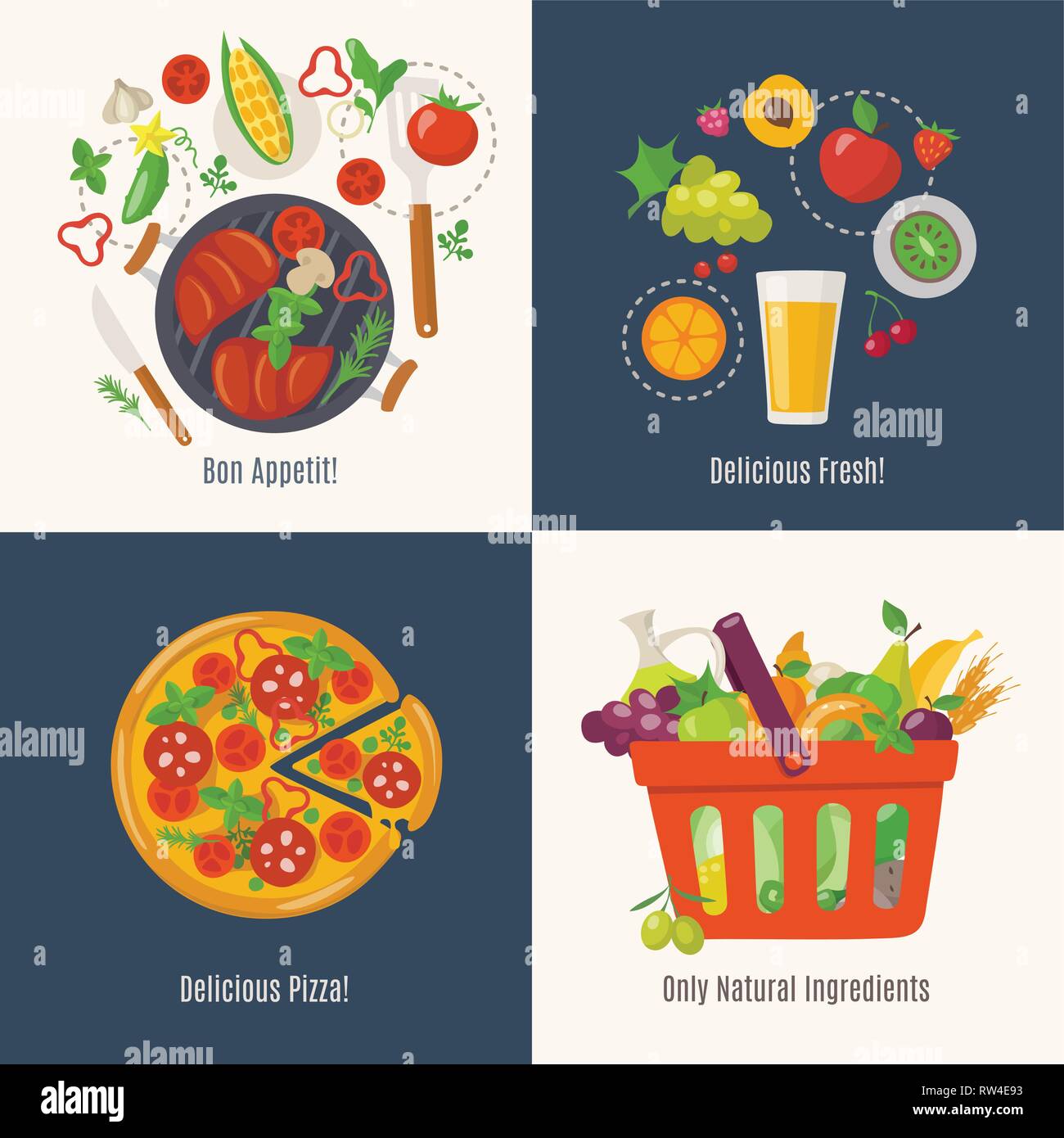 Set of four food designs with cooking infographic Stock Vector Image ...