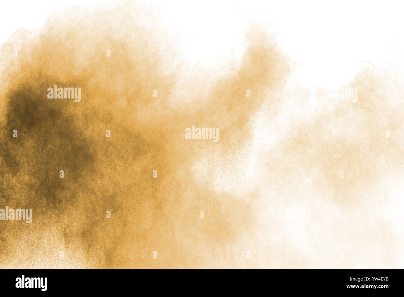 Brown dust cloud.Brown particles splattered on white background Stock ...