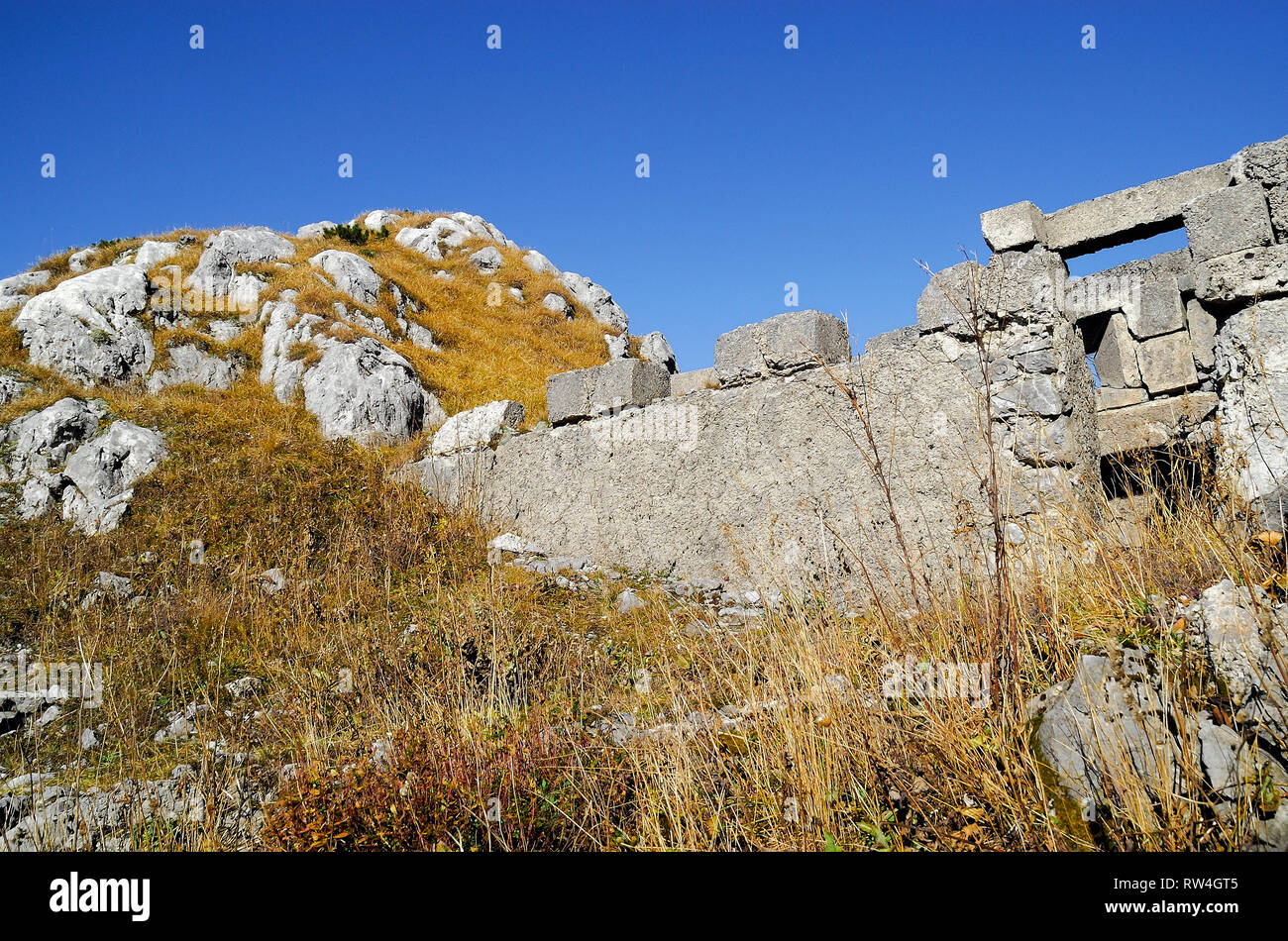 WWI, Carnic Alps, Mount Freikofel. It was the scene of bloody battles ...