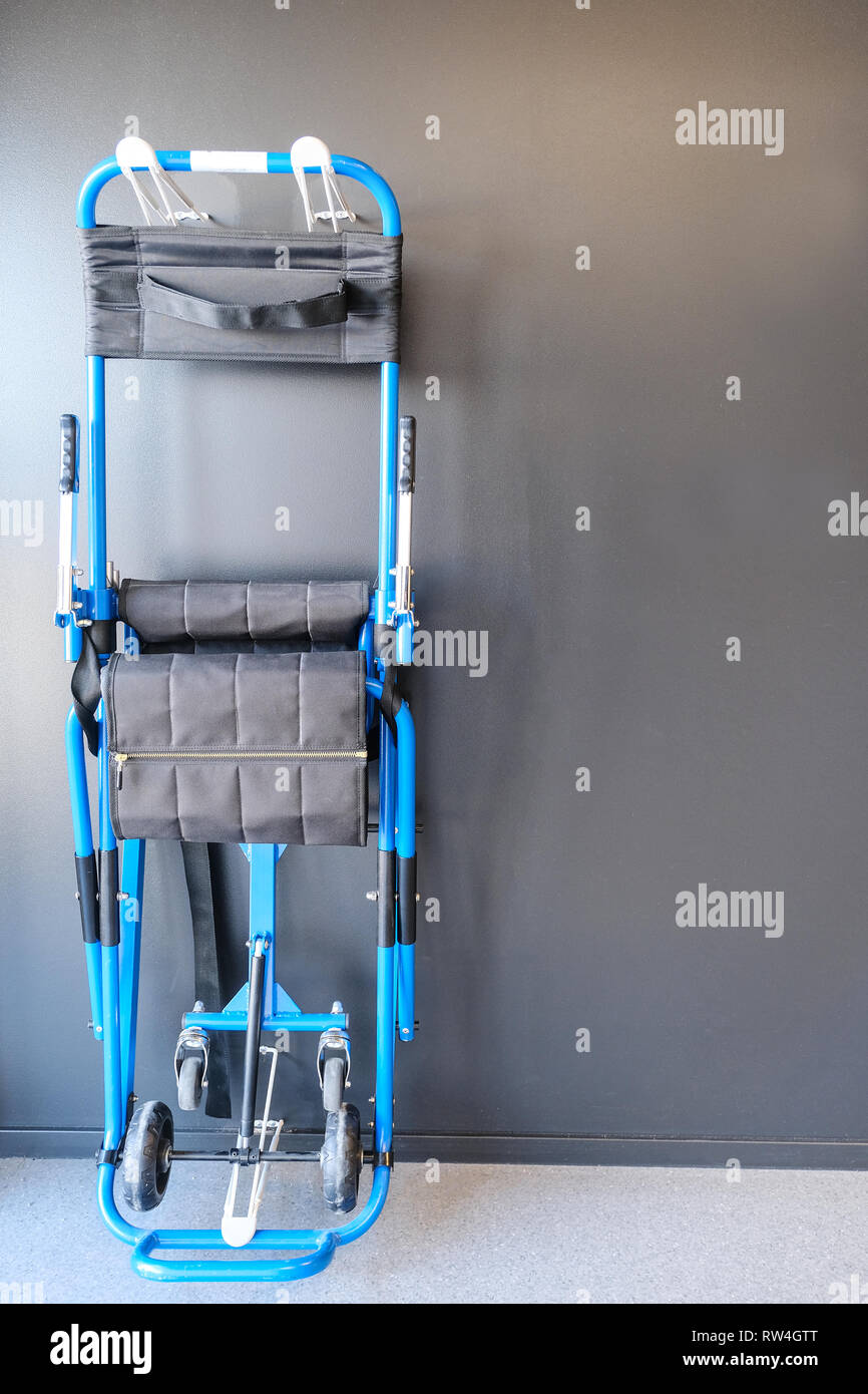 Wheelchair, foldable. Places of evacuation of disabled people in case ...