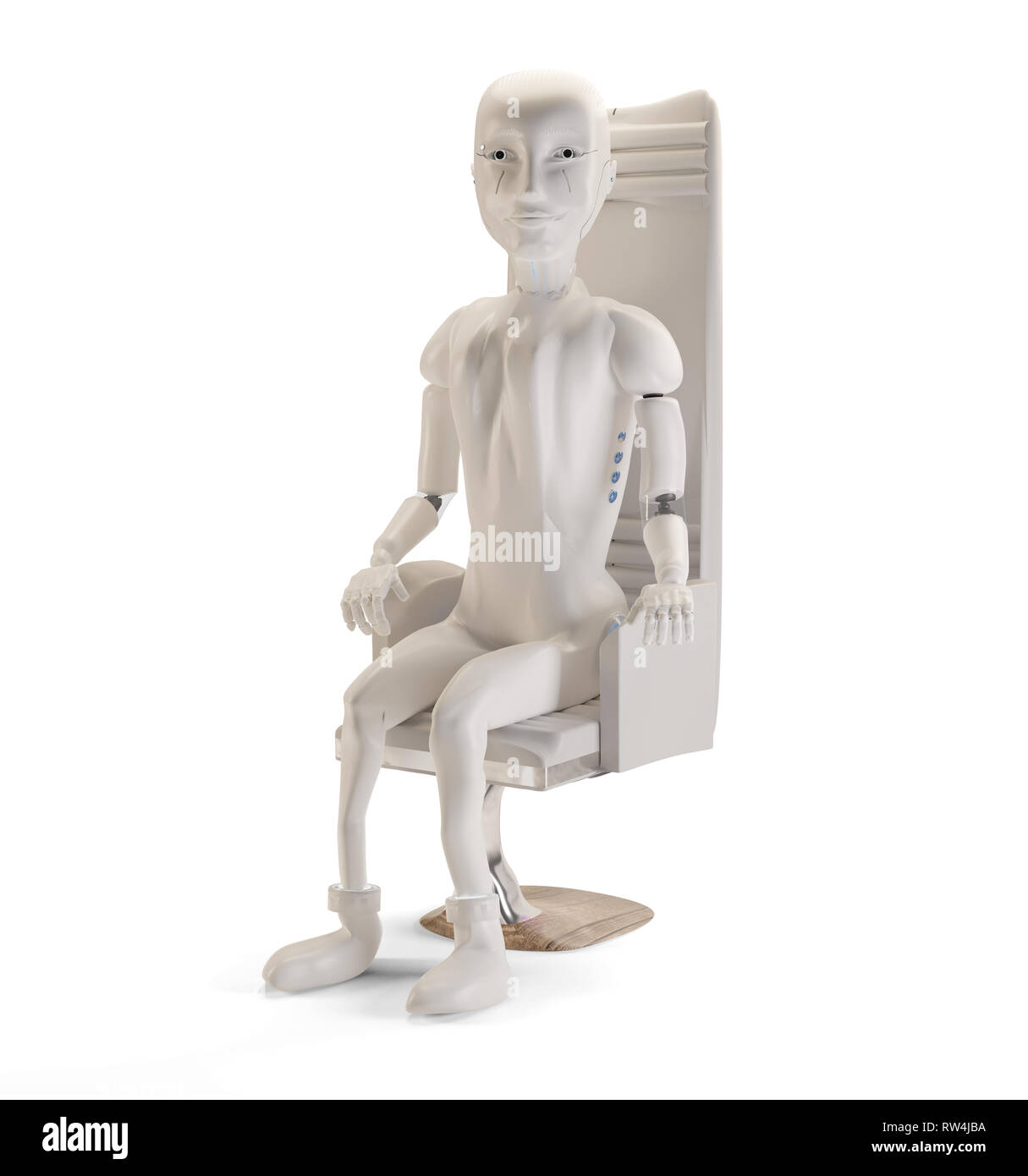 autonomous artificial intelligence robot on the chair 3d-illustration ...