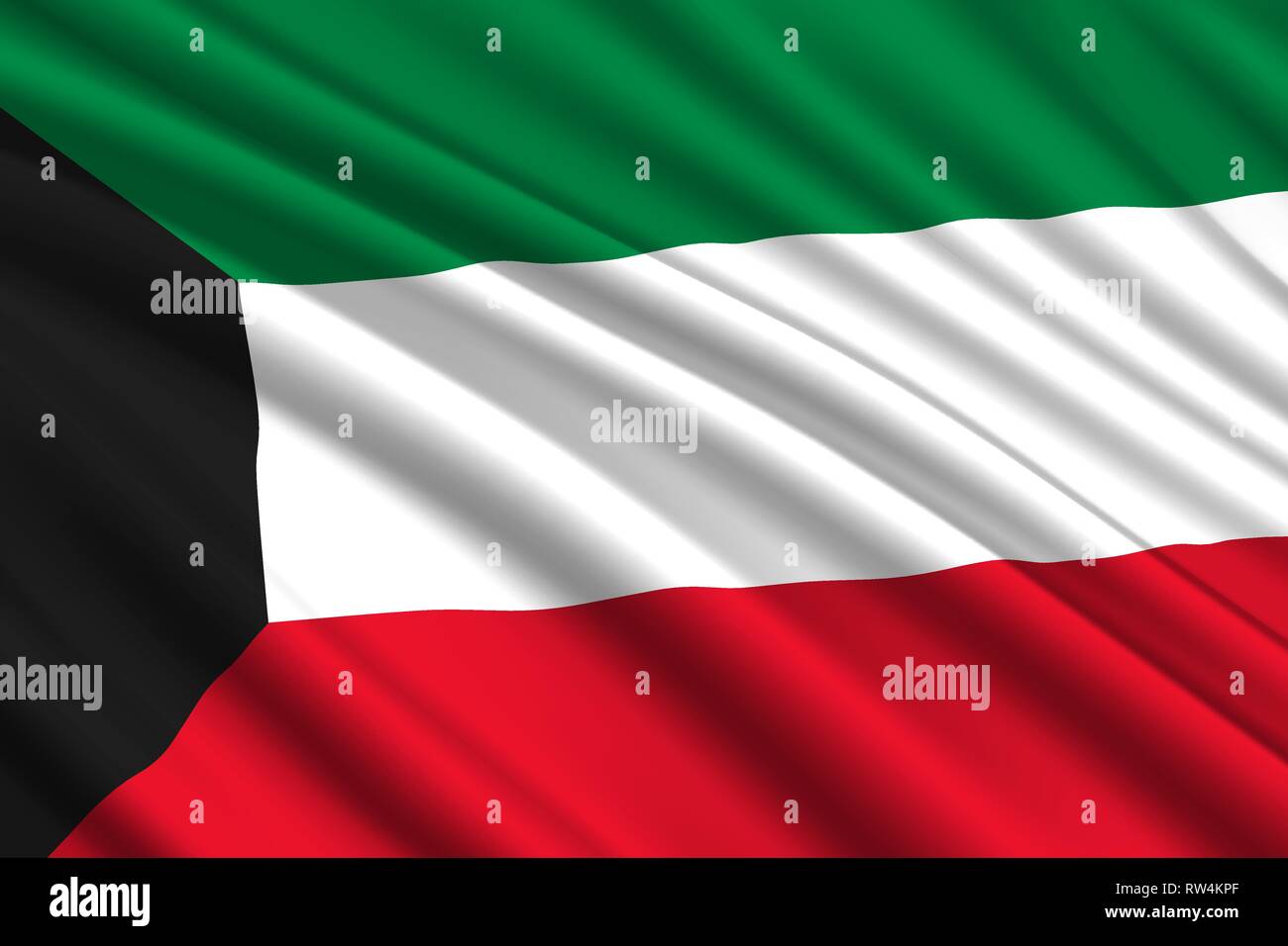 waving flag of Kuwait. Vector illustration Stock Vector Image & Art - Alamy