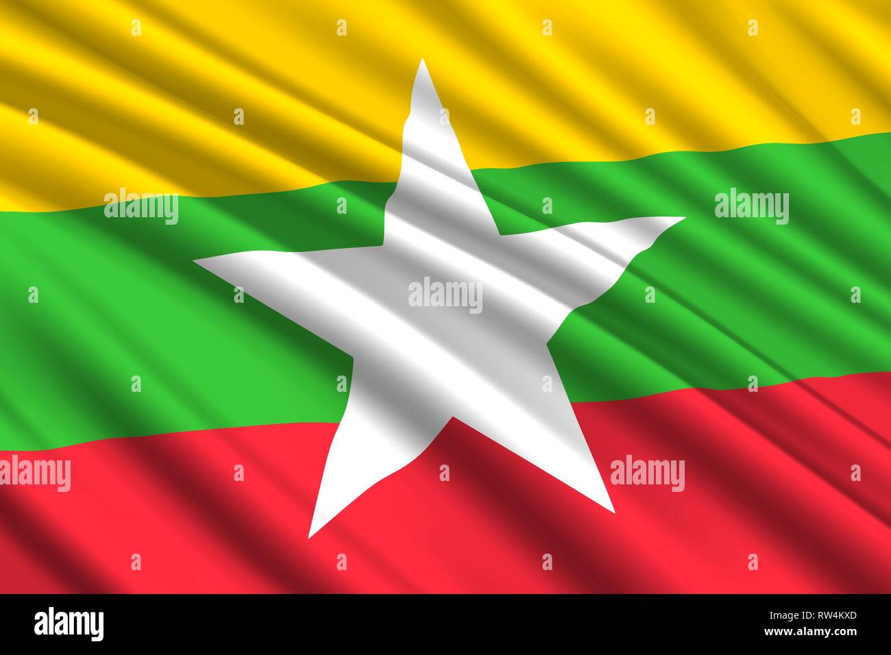 waving flag of Myanmar. Vector illustration Stock Vector Image & Art ...