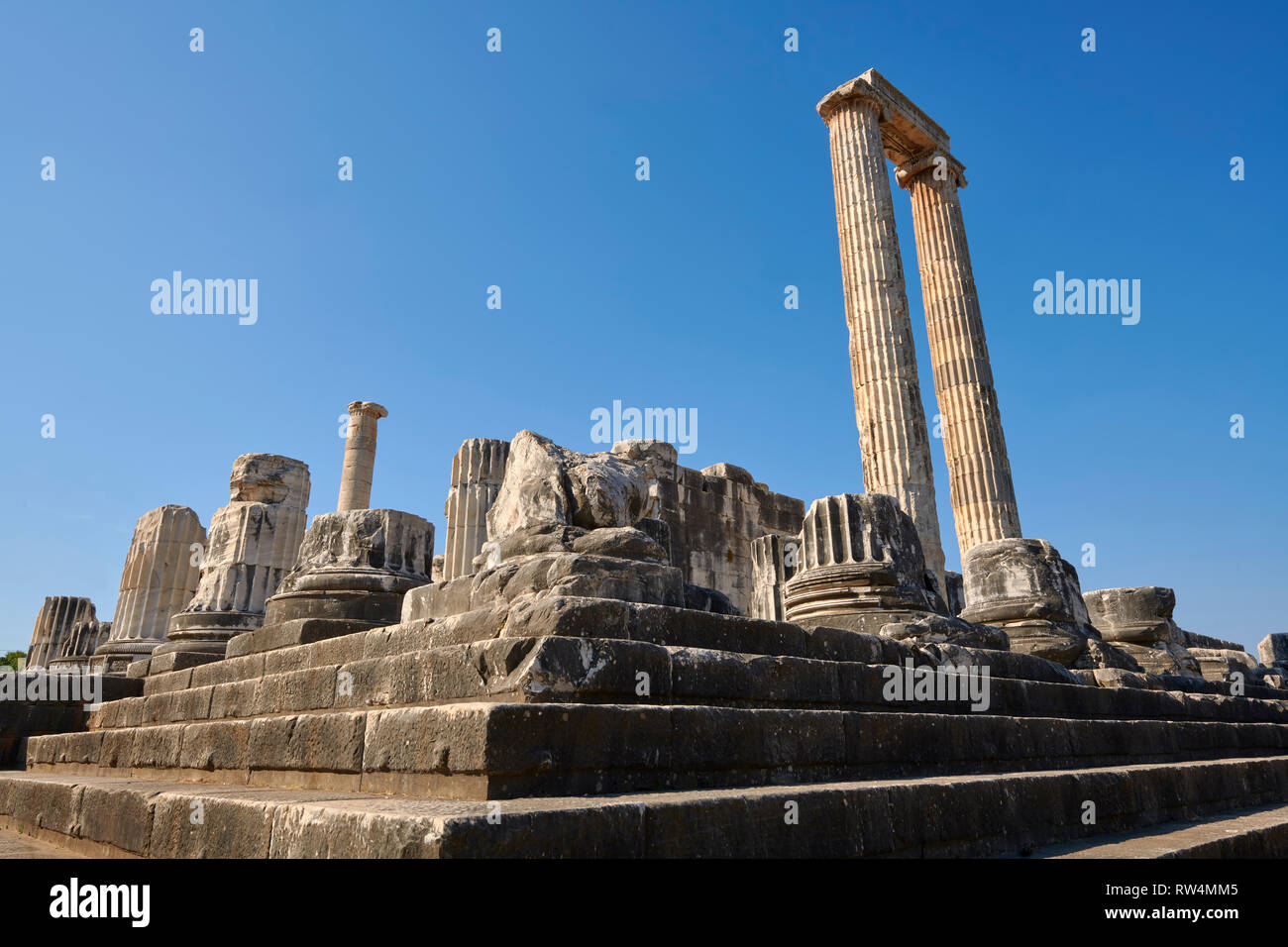 Picture of the steps & columns of the ruins of the Ancient Ionian Greek ...
