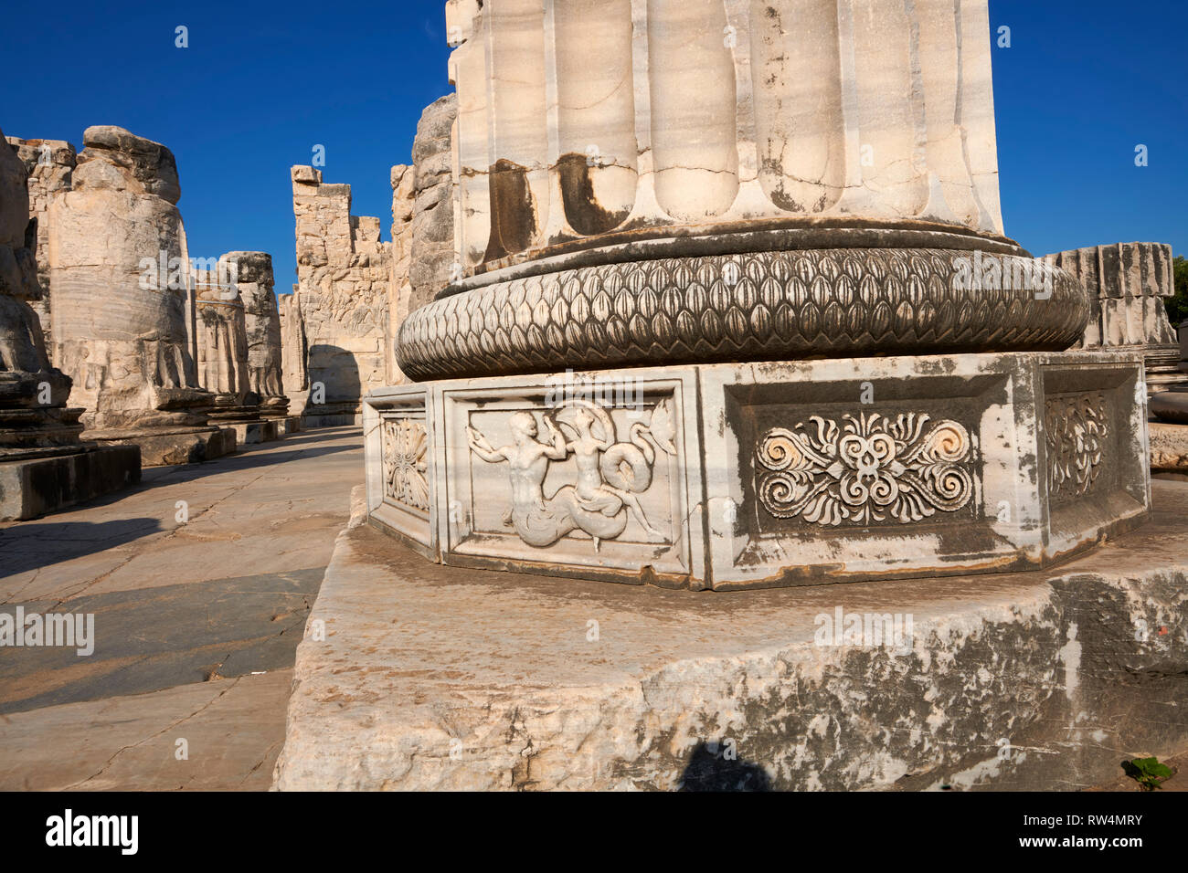 Picture of a close up of a column base at the ruins of the Ancient ...