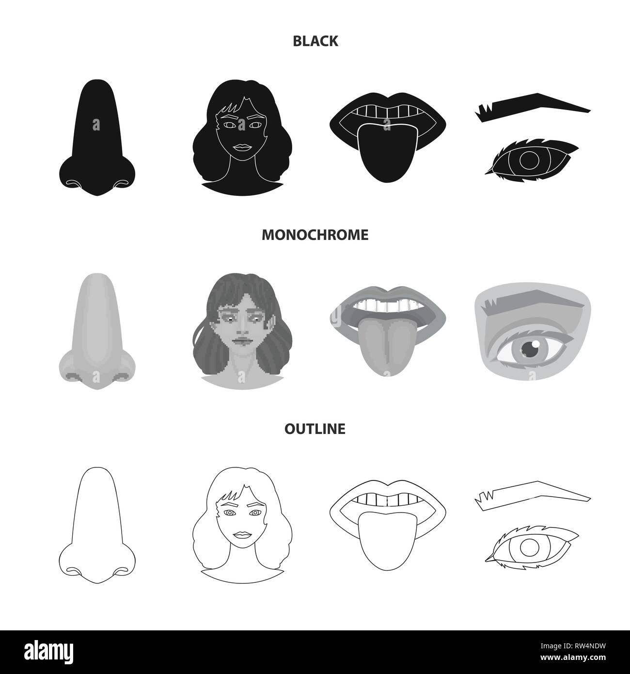 Vector design of body and part sign. Set of body and anatomy stock ...