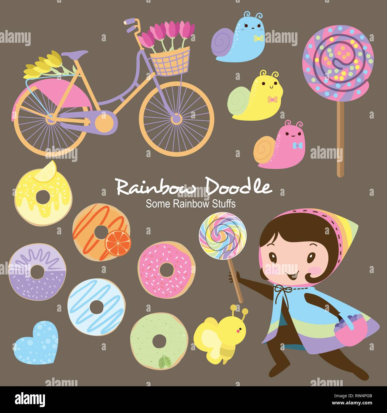 Rainbow Doodle Collection Stock Vector Image & Art - Alamy
