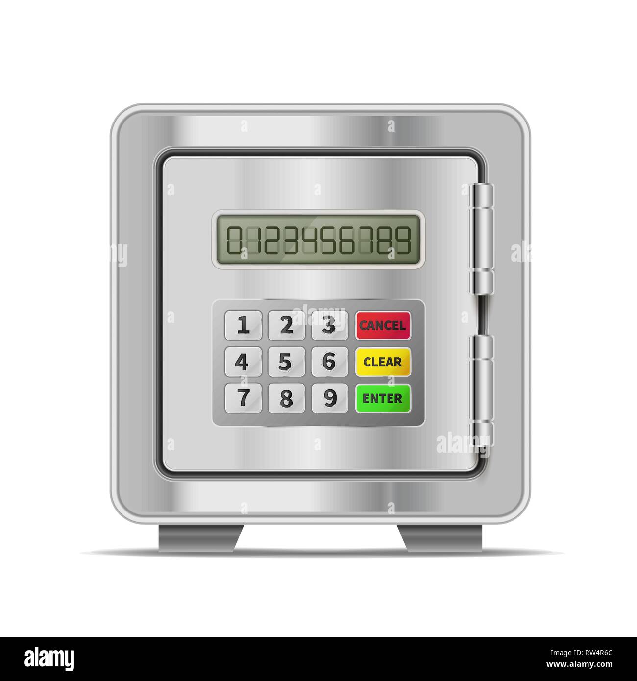 Realistic safe made from bright glossy metal steel with electronic lock ...