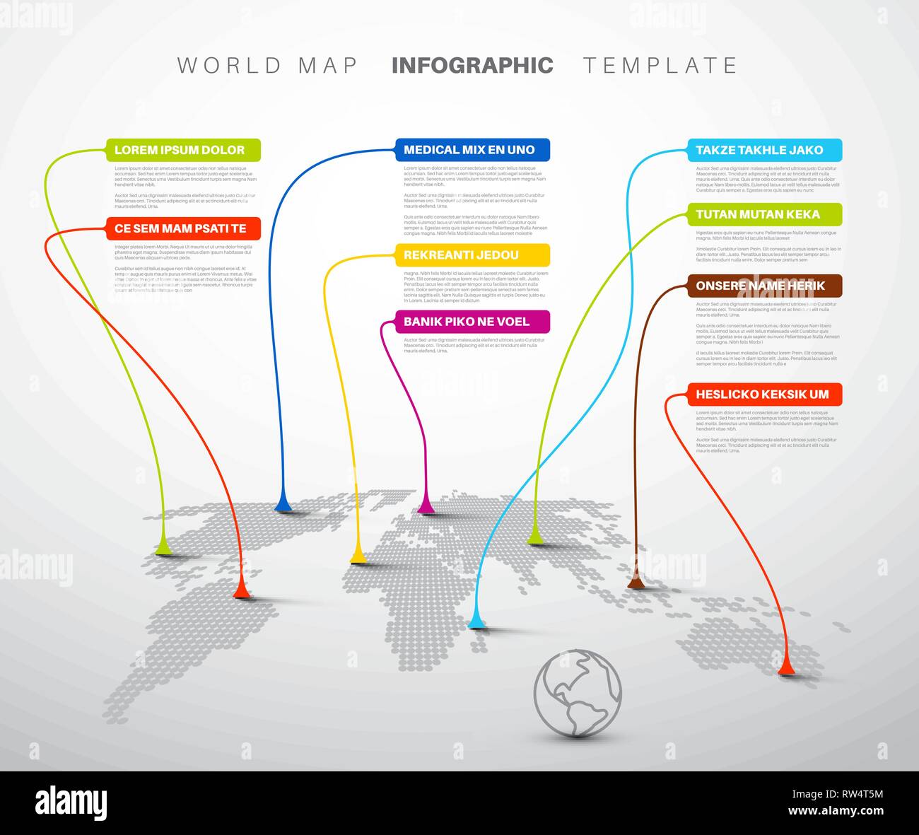 World Map Infographic Light World Map With Pointer Marks