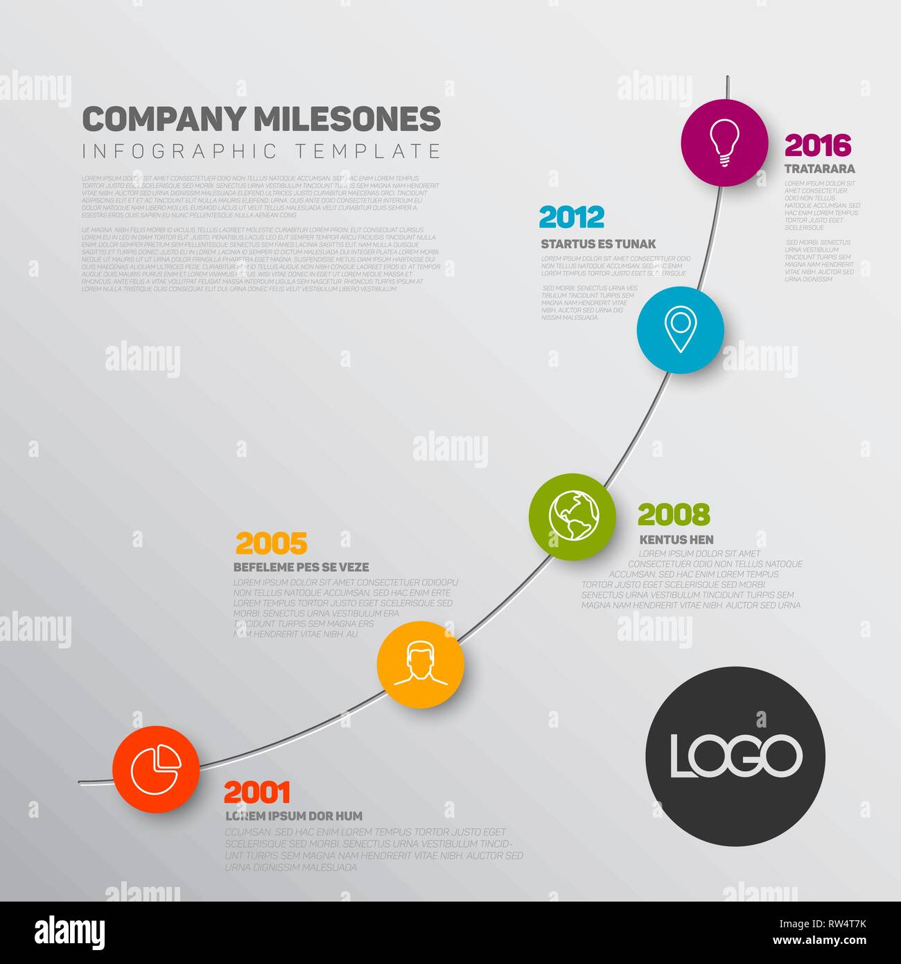 Vector Infographic timeline report template with the biggest milestones ...