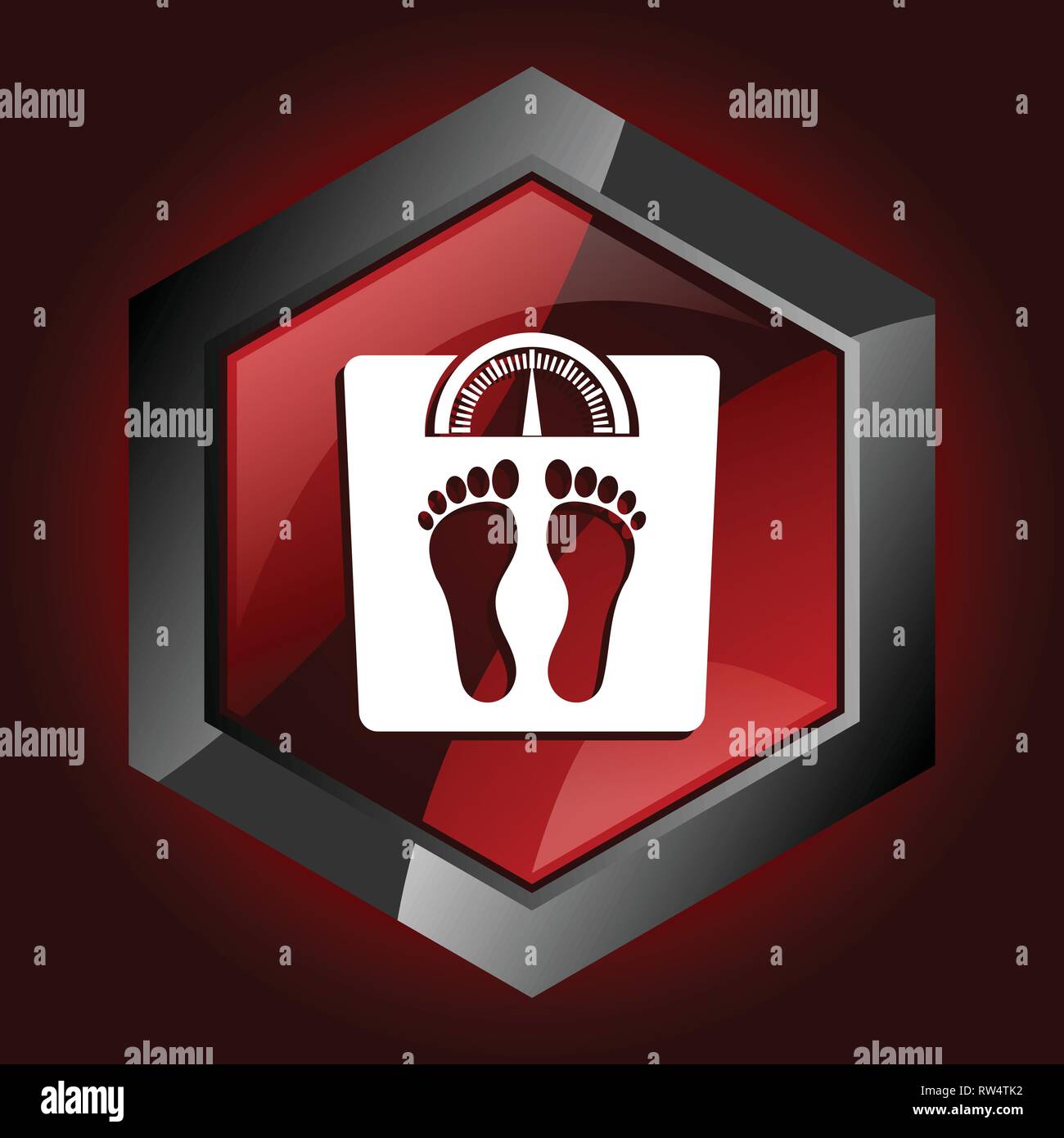 Weight hexagonal glossy dark red and black web icon, vector ...