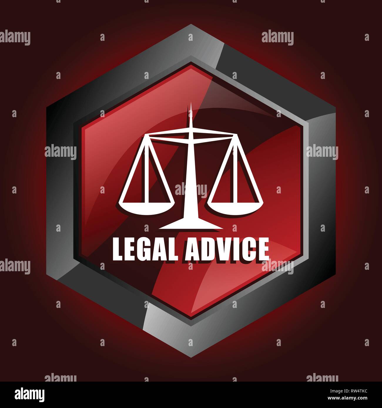 Legal advice hexagonal glossy dark red and black web icon, vector ...