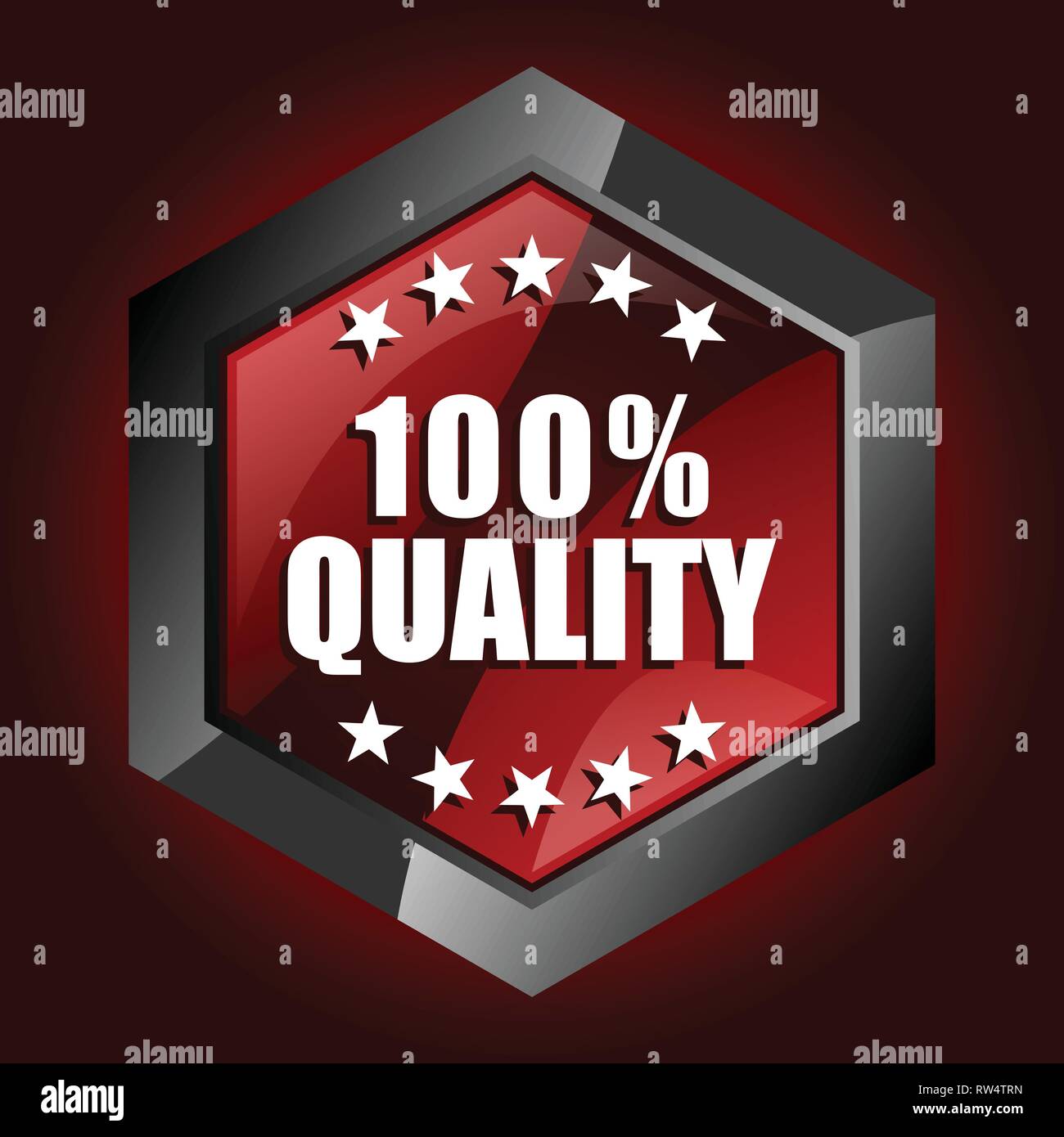 Quality hexagonal glossy dark red and black web icon, vector ...