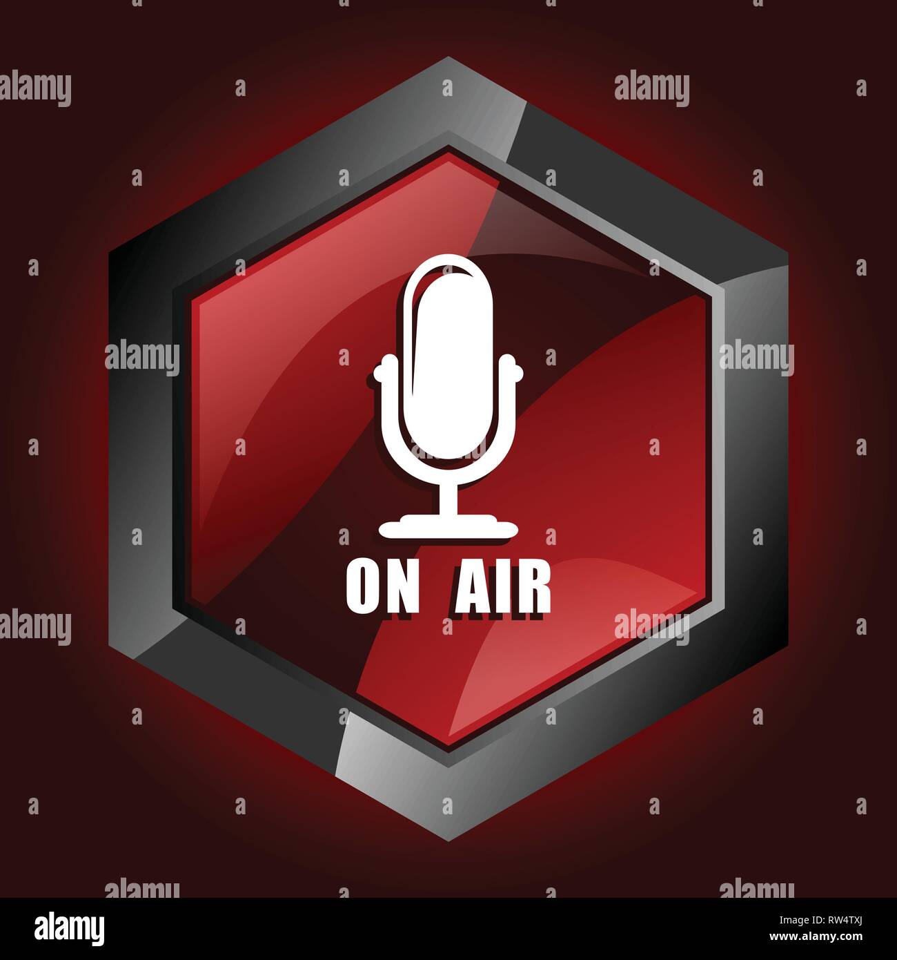 On air hexagonal glossy dark red and black web icon, vector ...