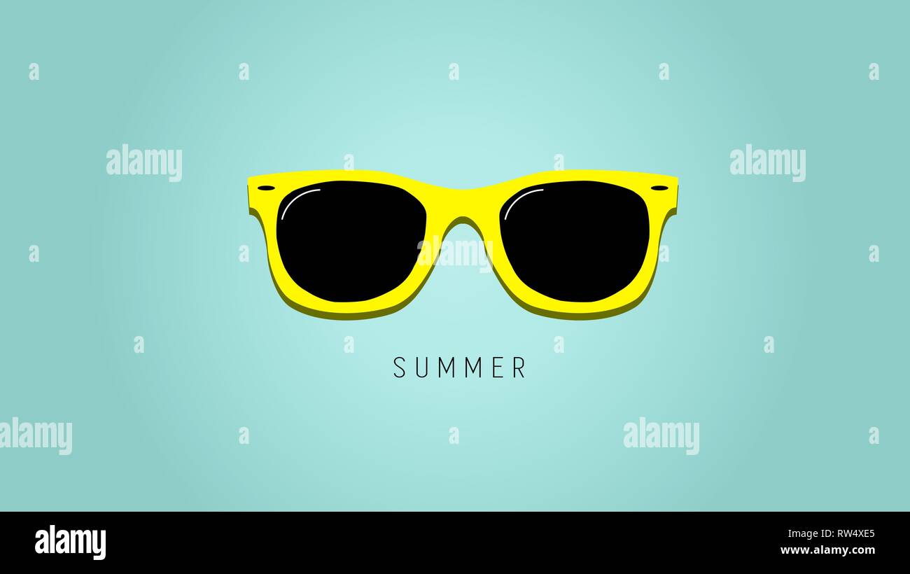 Cartoon Style Sunglasses on Colorfull Background, Vector Illustration ...