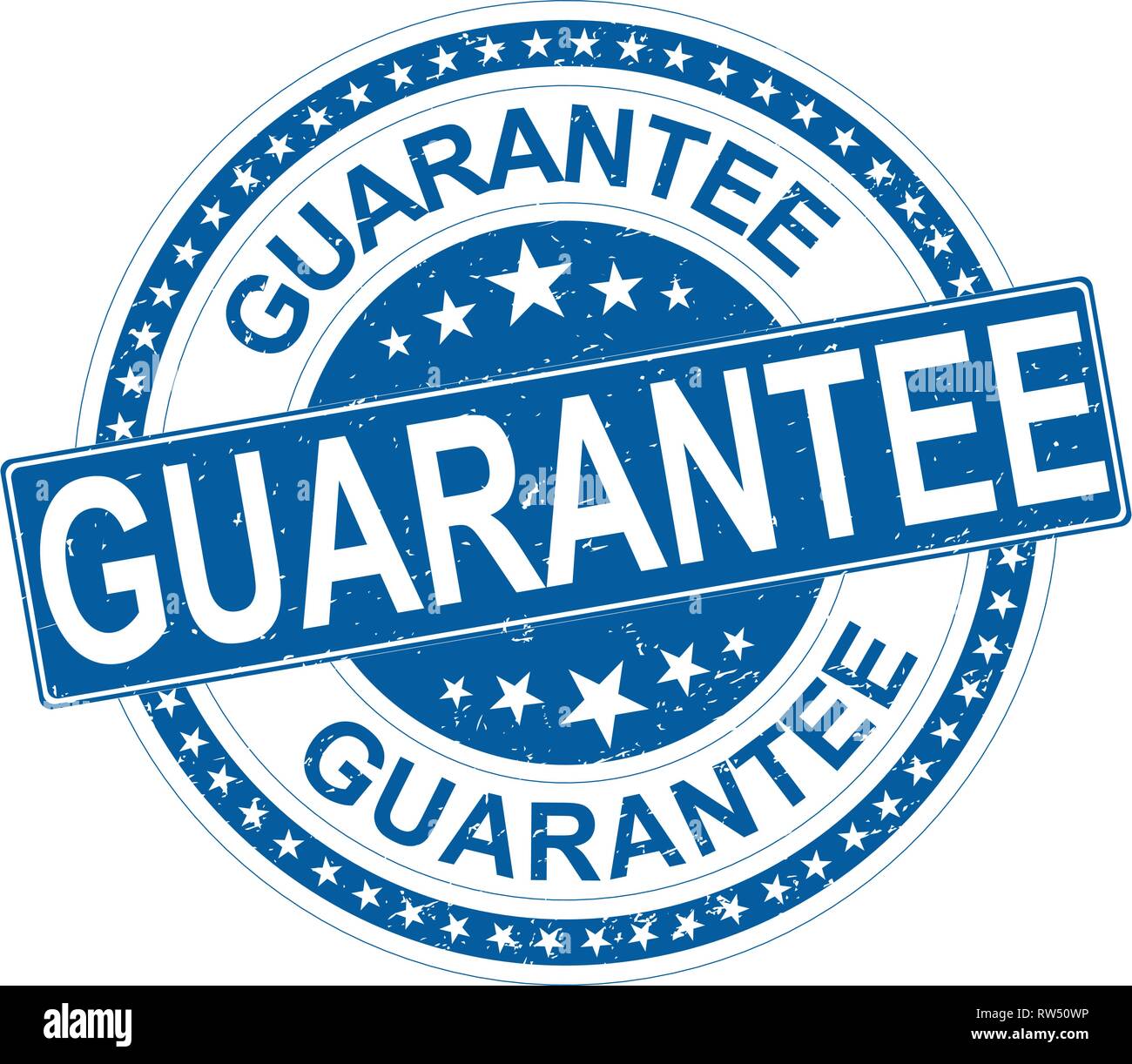 blue guarantee round grungy rubber stamp with stars Stock Vector Image ...
