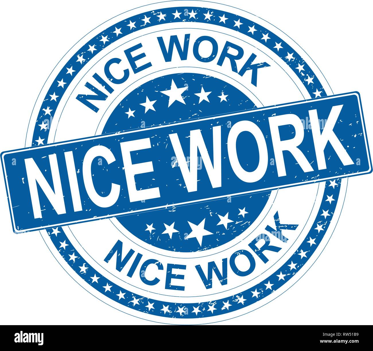 nice work blue round grungy rubber stamp with stars Stock Vector Image ...