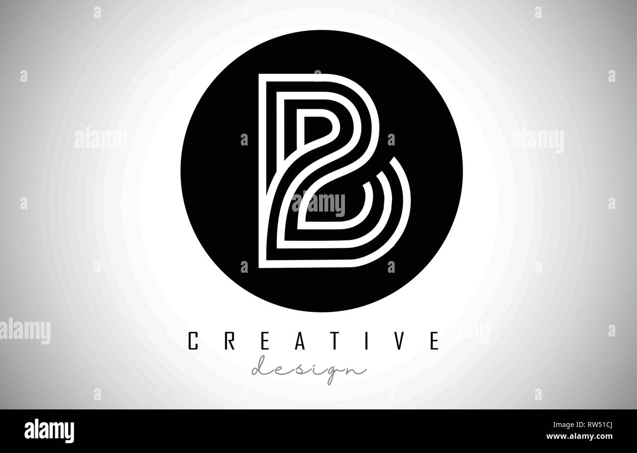 B Letter Logo Monogram Design. Creative B Letter Icon on Black Circle ...