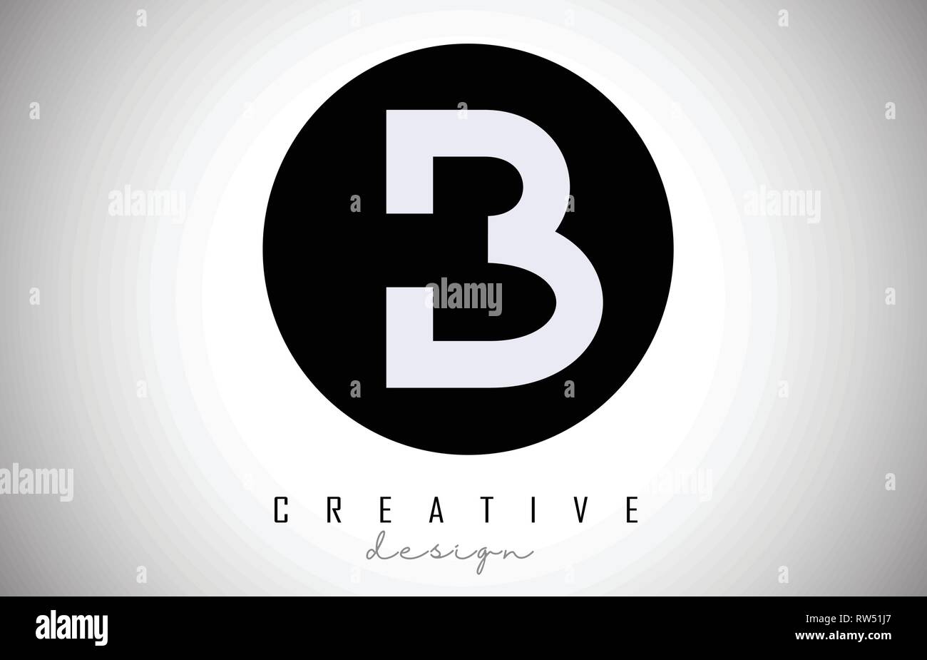 B Letter Logo Monogram Design. Creative B Letter Icon on Black Circle Vector Illustration Stock ...