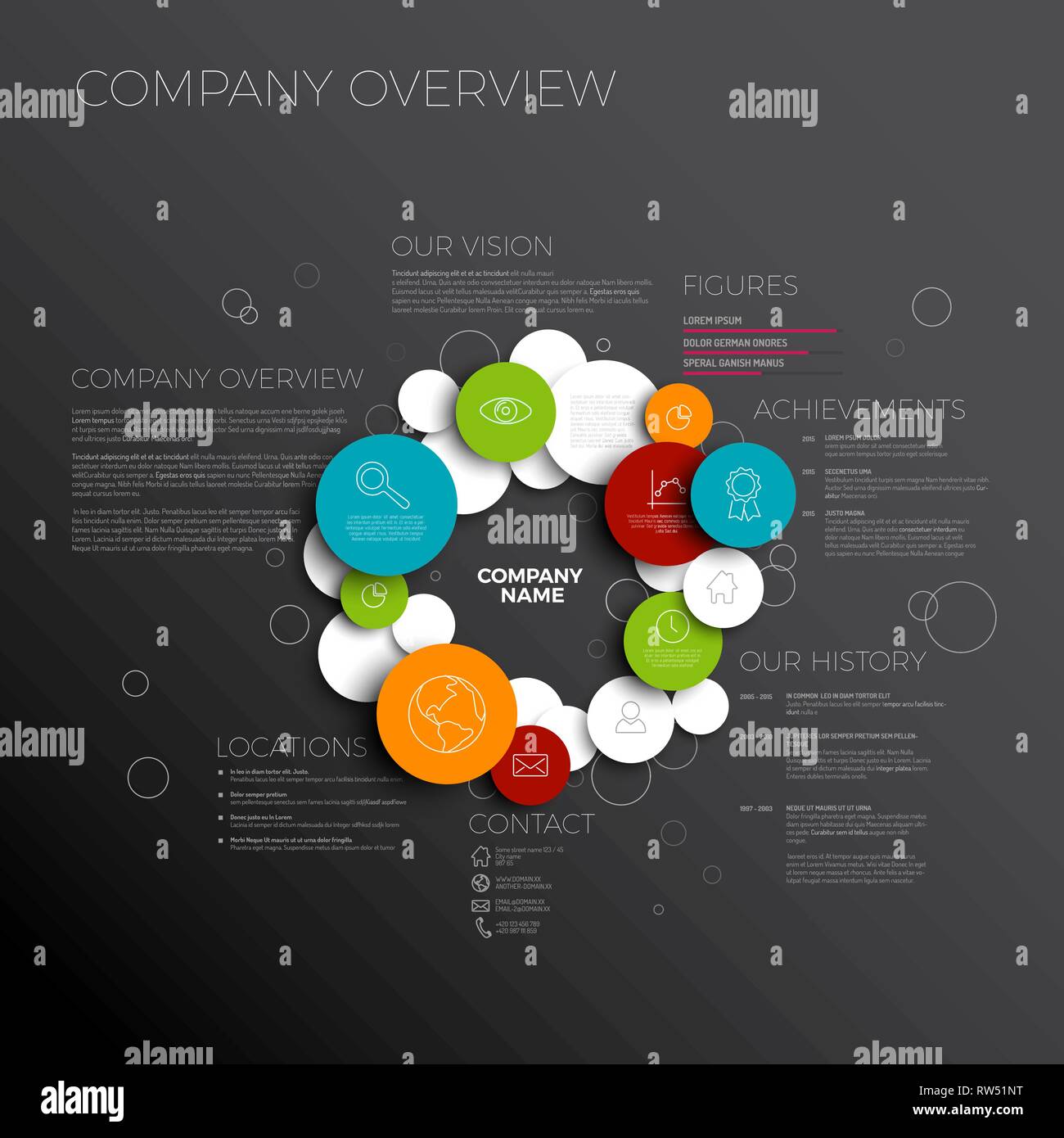Vector Company infographic overview design template made from circles ...