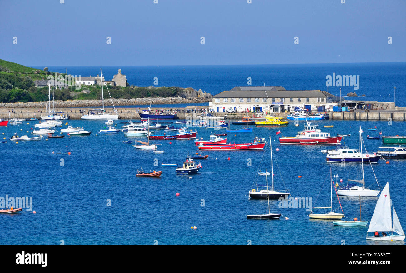 View from above the lifeboat station across the harbour towards the ...
