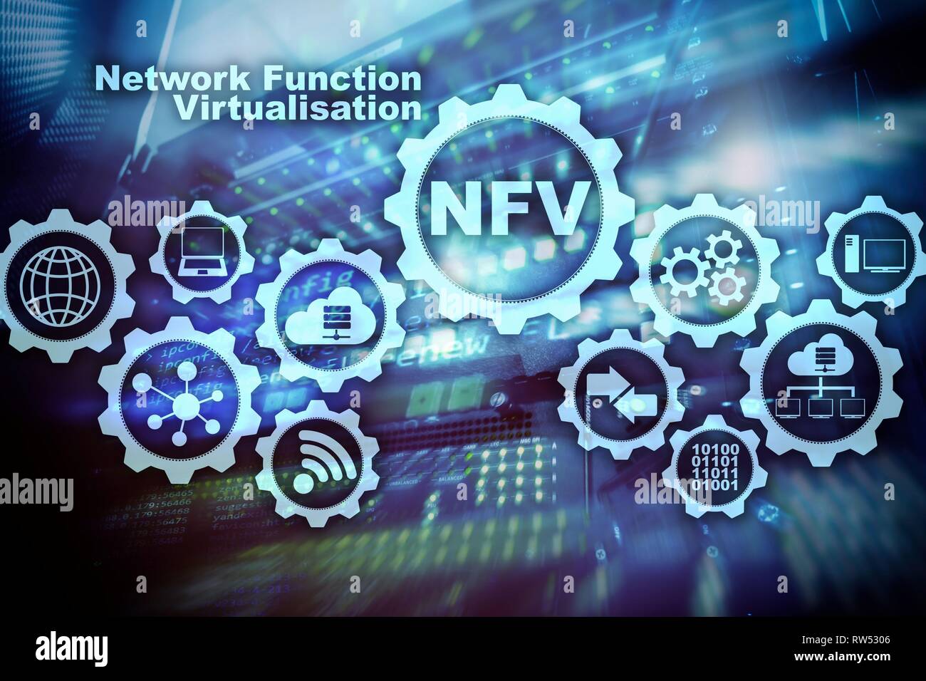 Nfv Network Function Virtualization Architecture Technologies Virtual Machines Concept Stock