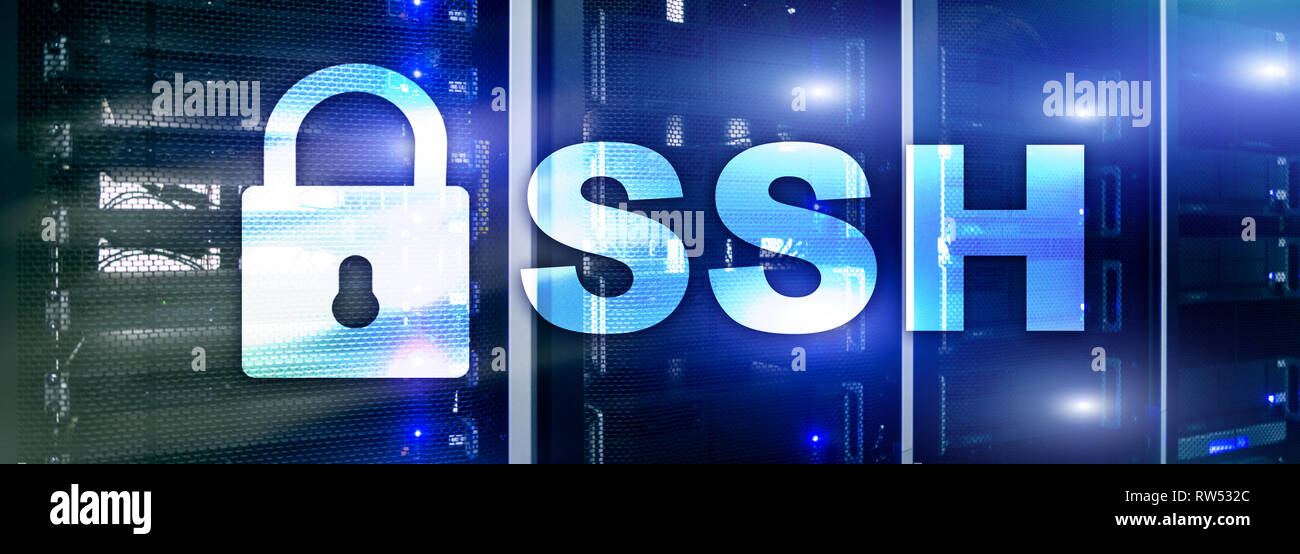 SSH, Secure Shell protocol and software. Data protection, internet and ...
